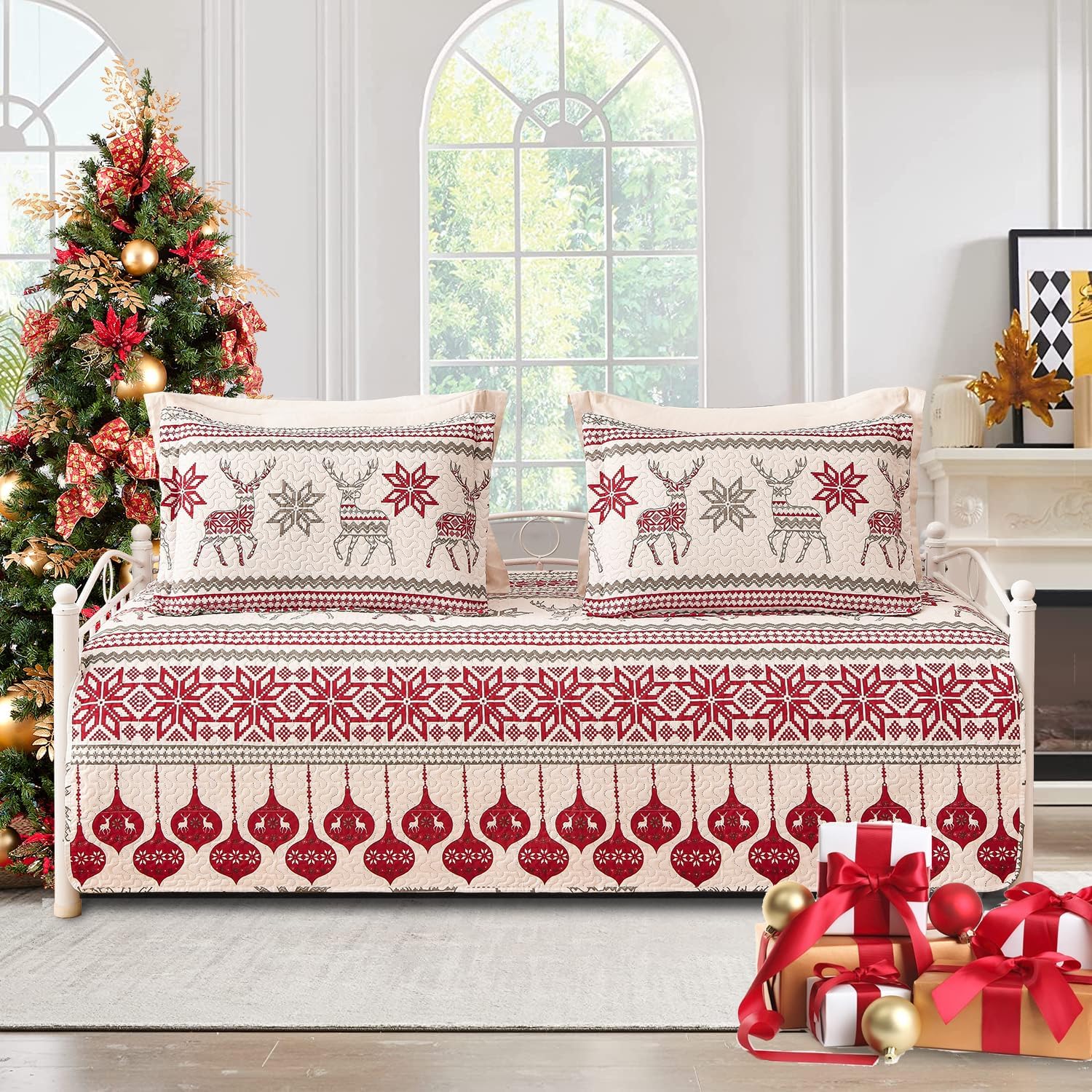 Amazon.com: Jarson 3-Piece Christmas Daybed Cover Set,Twin Xmas Daybed Bedding Sets,Patchwork ...