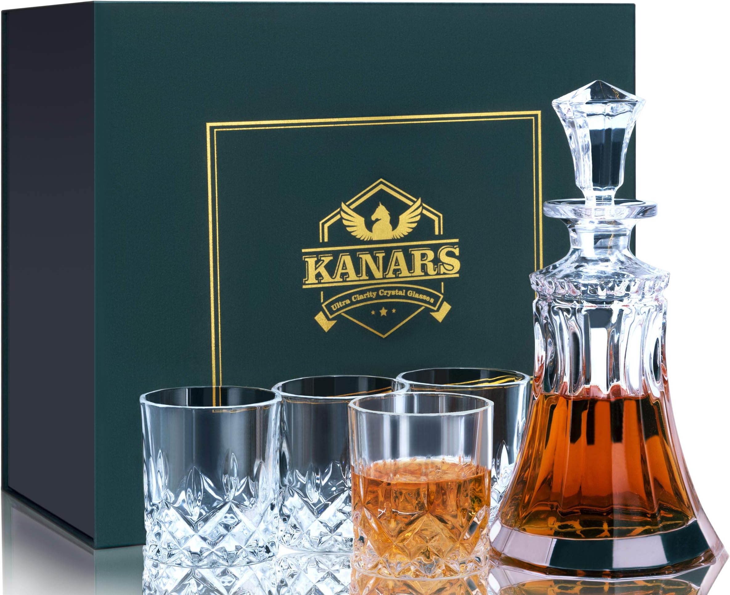 Amazon.com | Luxury Whiskey Decanter & Whiskey Glass Gift Set with ...