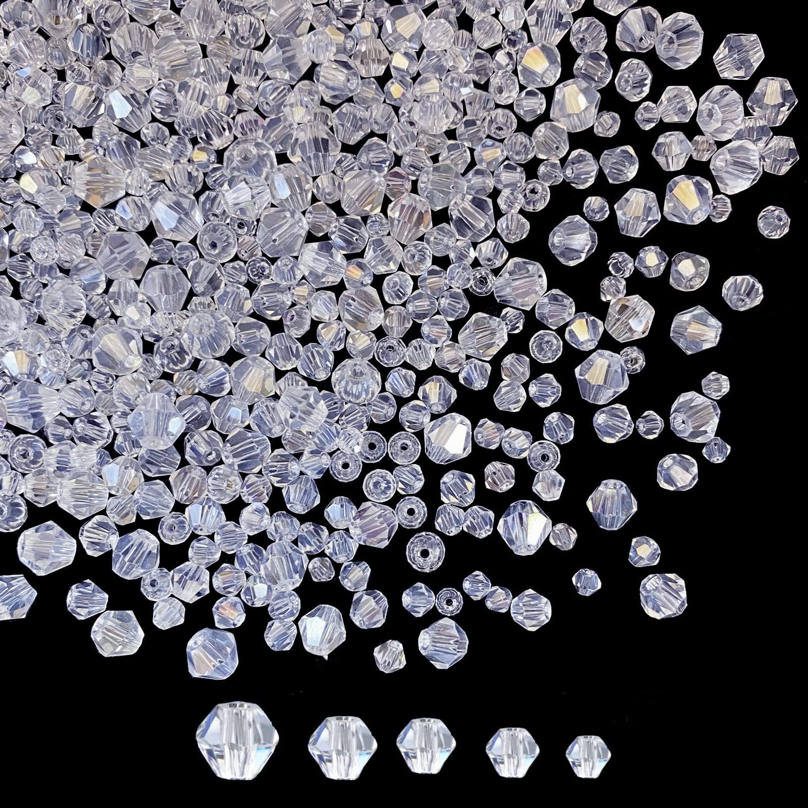 Amazon.com: 1700pcs Bicone Crystal Beads 2mm 3mm 4mm 5mm 6mm Crystal ...