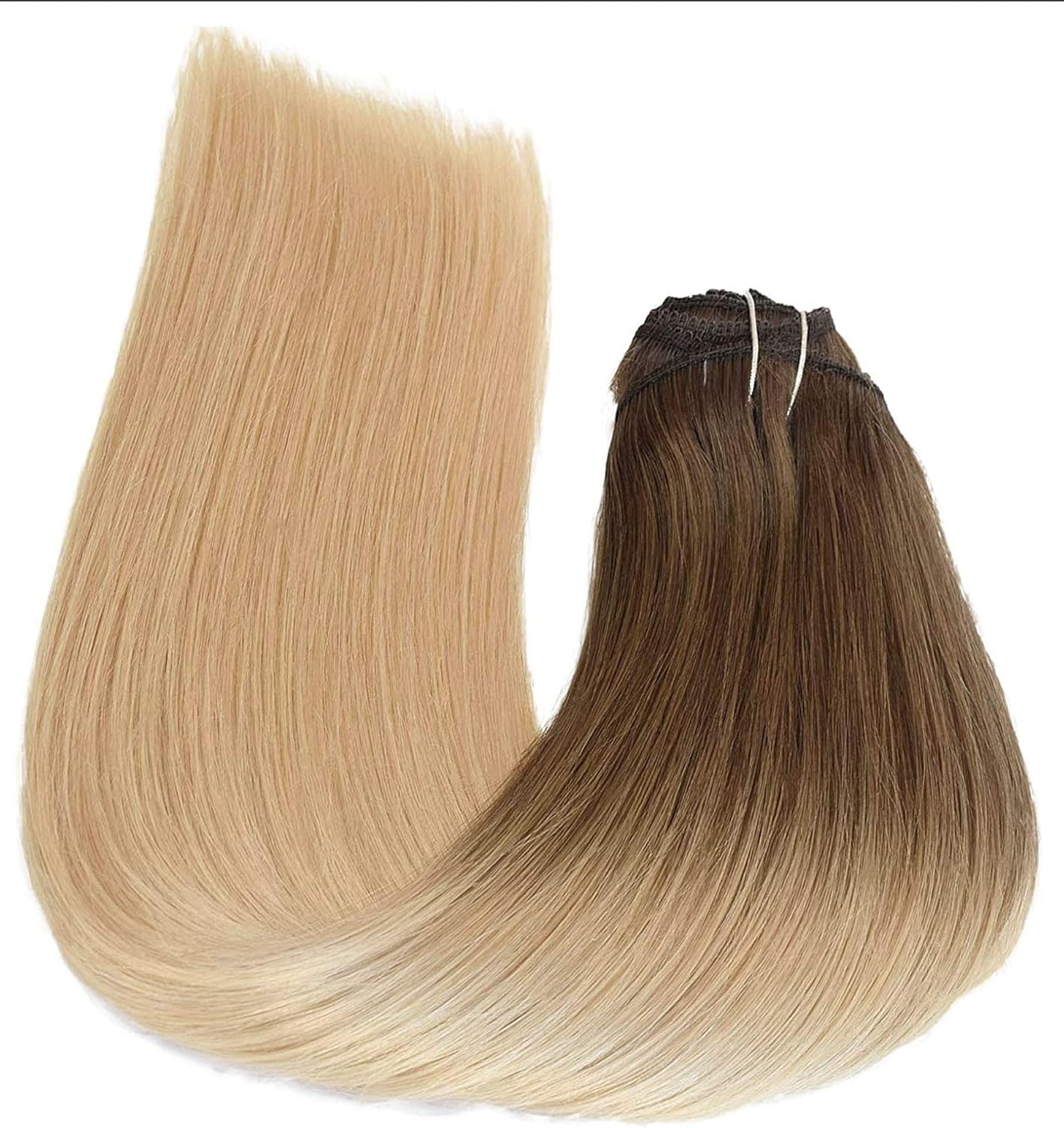 Rapunzels Remy Human Weave Clip in Dip Dye Hair Weft Ombre Balayage 20 ...