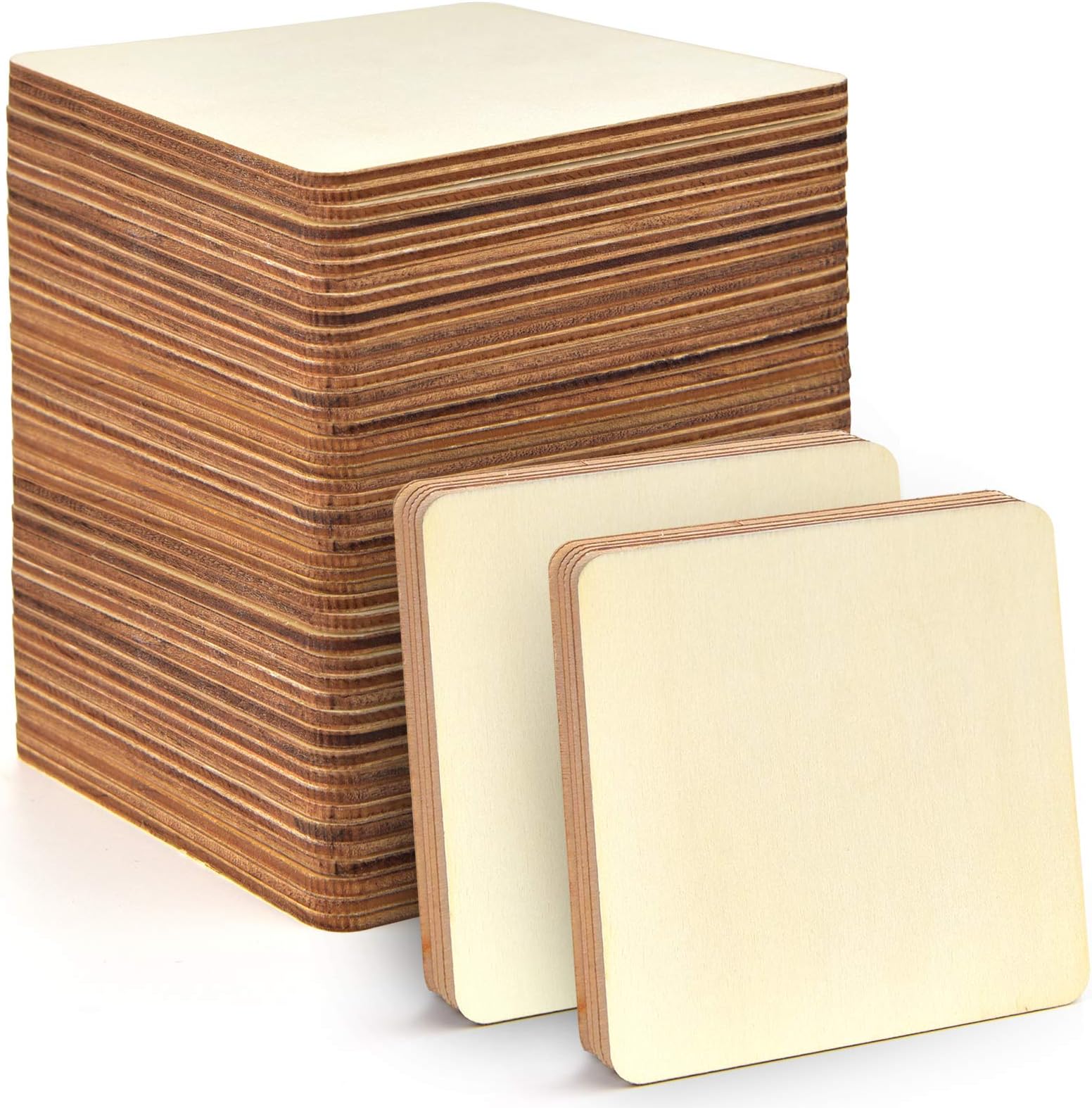 Amazon.com: 60 Pack Unfinished Wood Pieces 3x3 Inch, Blank Wooden ...