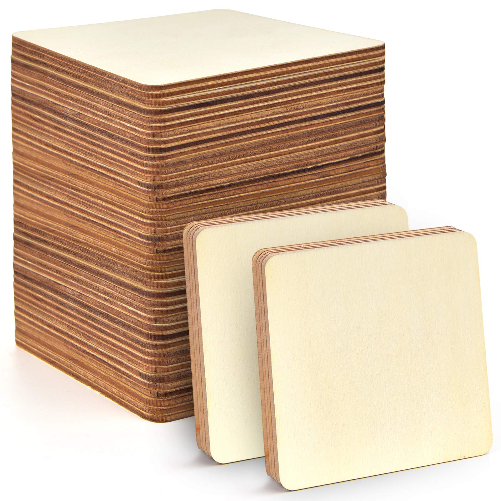 Amazon.com: 80 Pieces 4 Inch Unfinished Wooden Square Blank Natural ...