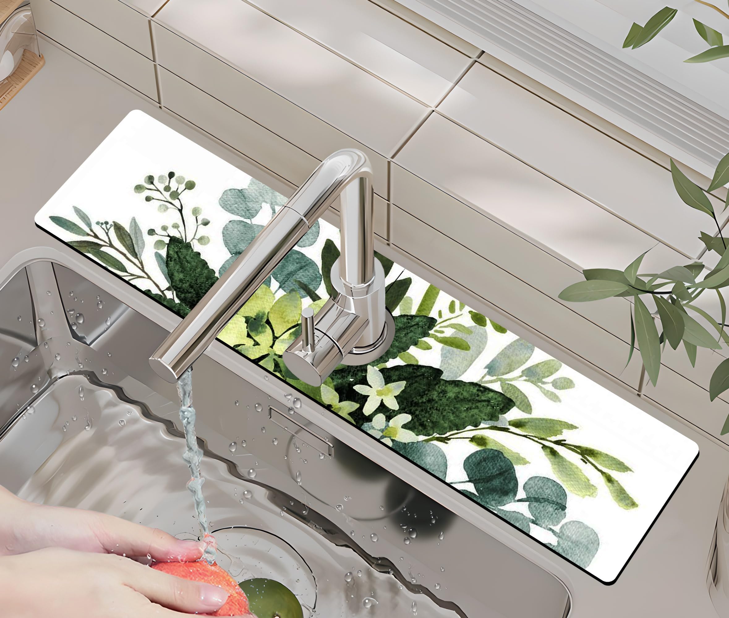 Amazon.com: Kitchen Sink Splash Guard Faucet Mat -1 PC Super Absorbent ...