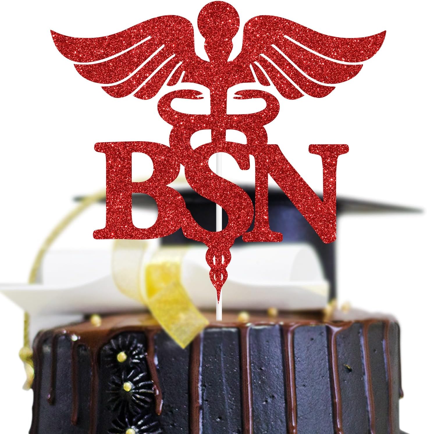 Amazon.com: Red Glitter BSN Cake Topper, Congrats BSN/Officially BSN ...
