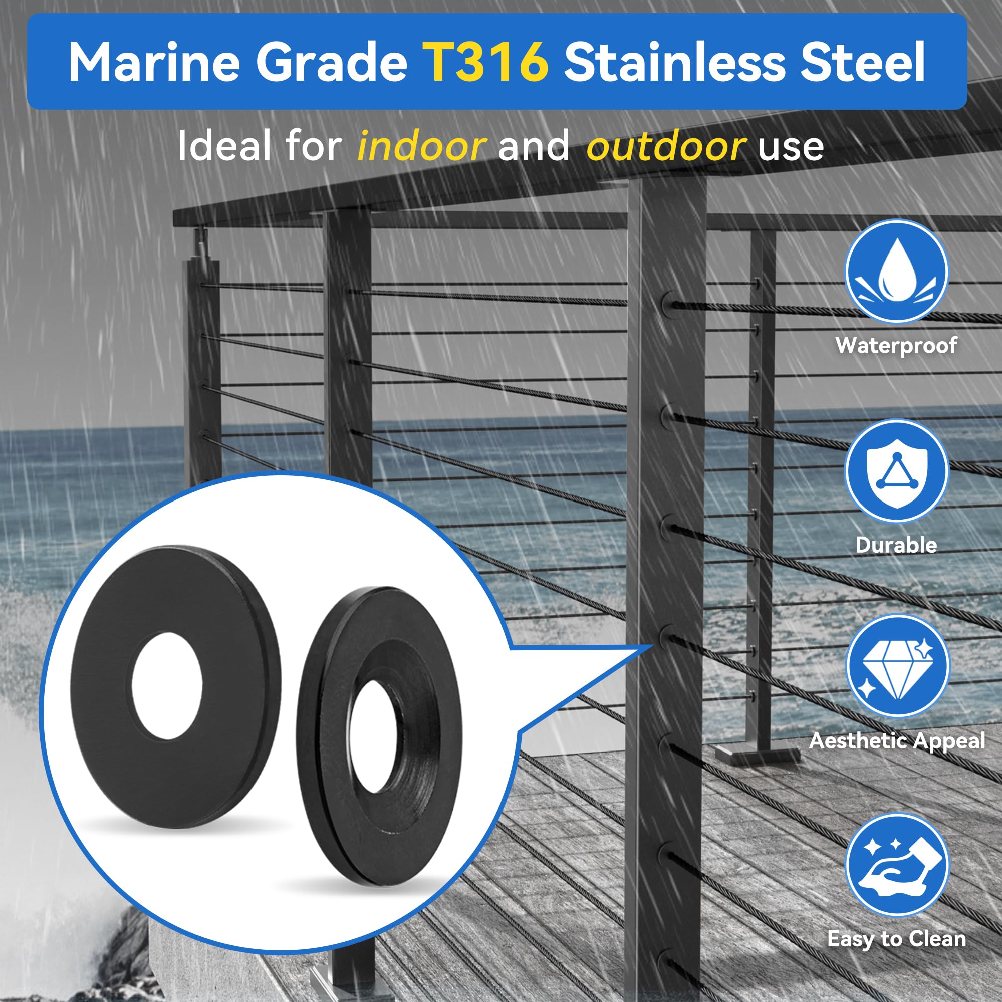 Snapklik.com : Cable Railing Adhesive Grommet, 20 Pack Protector Sleeve ...