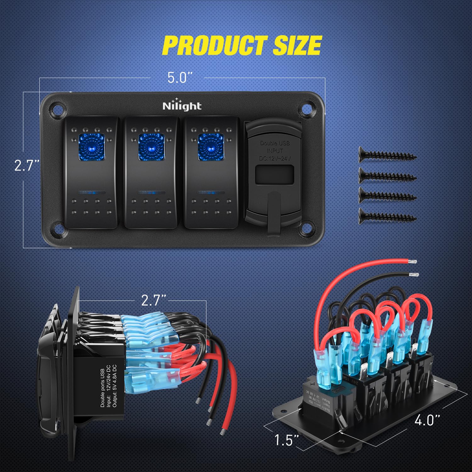 Snapklik.com : 3 Gang Rocker Switch Box 12V SPST ON Off Switch PD Type ...