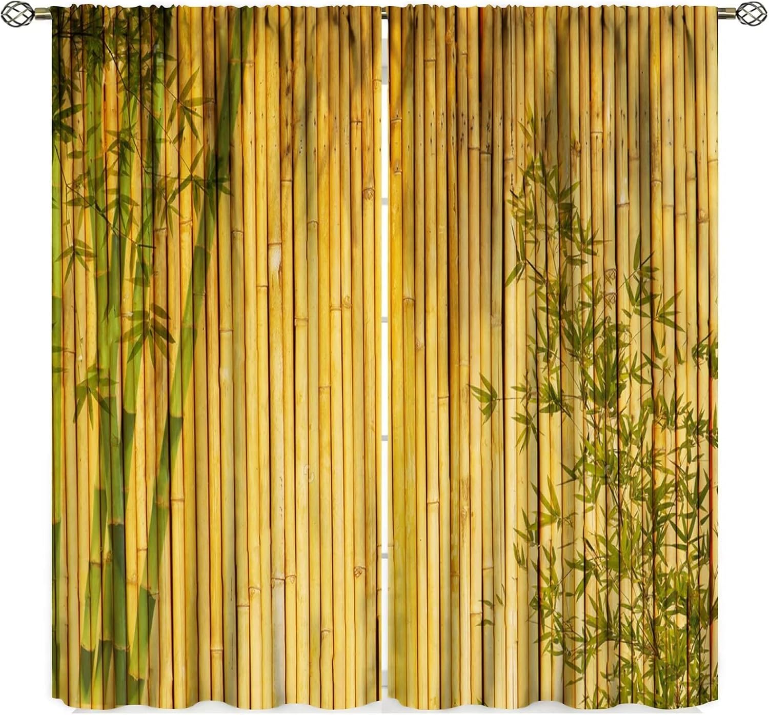 Amazon.com: SXXLDNG Bamboo Print Curtains, Asia Japanese Nature Bamboo ...