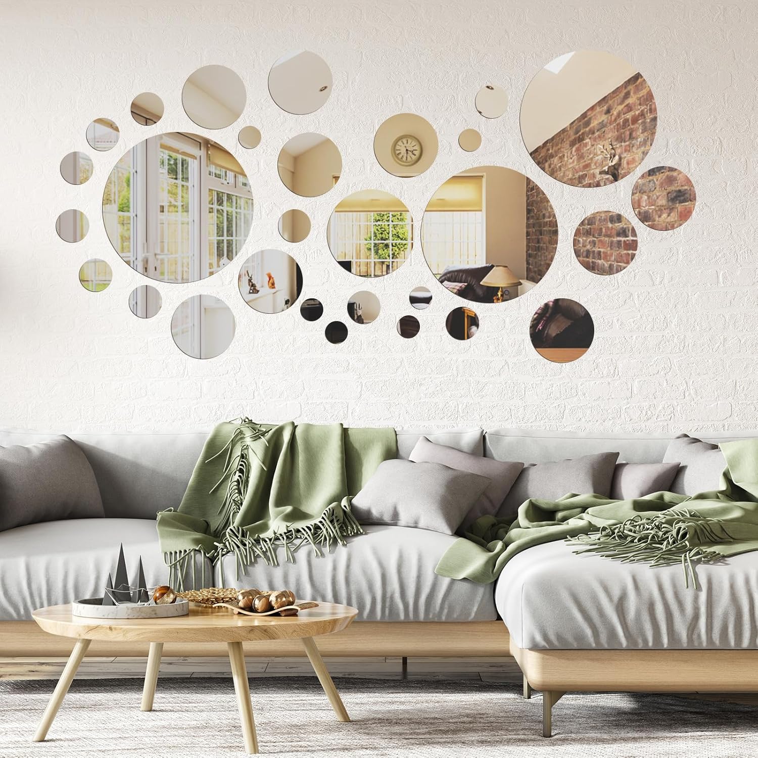 Amazon.com: Kigley 64 Pcs Mirror Wall Stickers Adhesive Removable ...