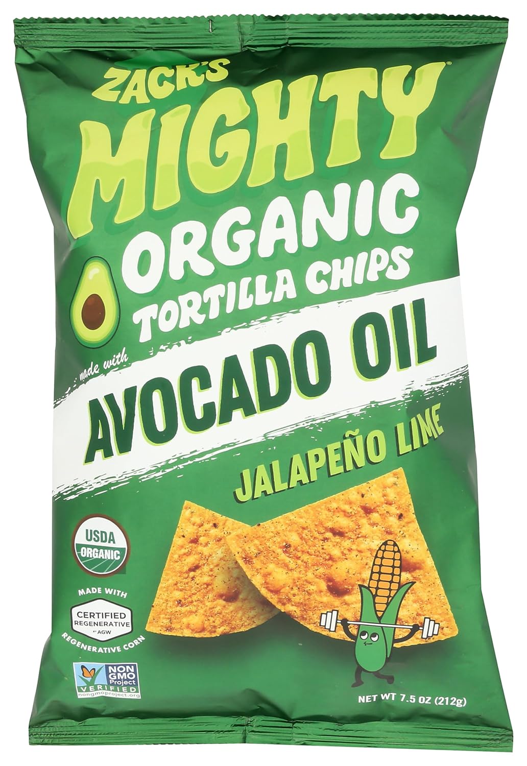 Amazon.com: Zack'S Mighty Organic Avocado Oil Tortilla Chips - Jalapeño Lime, 7.5 Oz