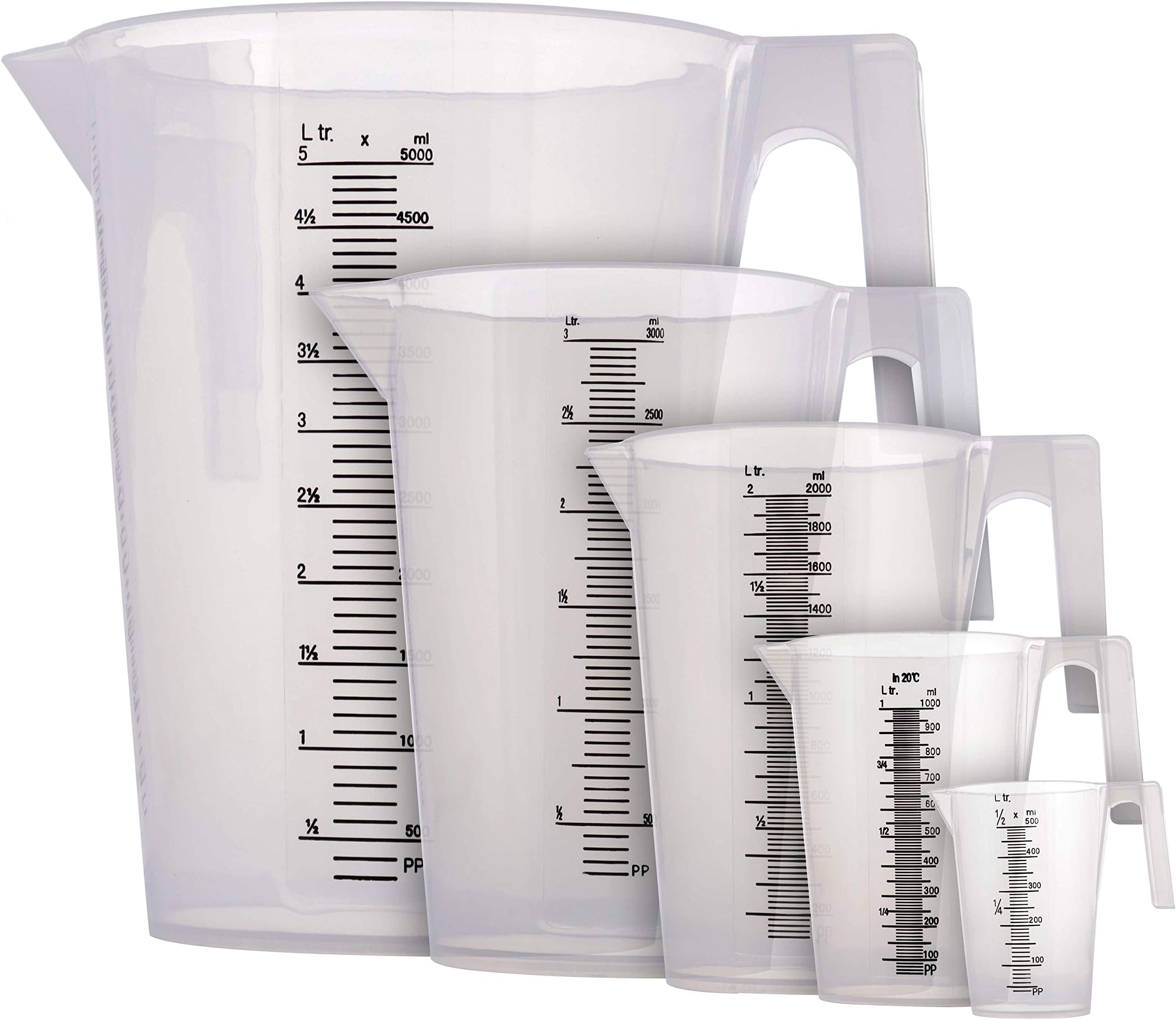Amazon.com: TCP Global 5 Piece Set of Plastic Graduated Measuring and ...
