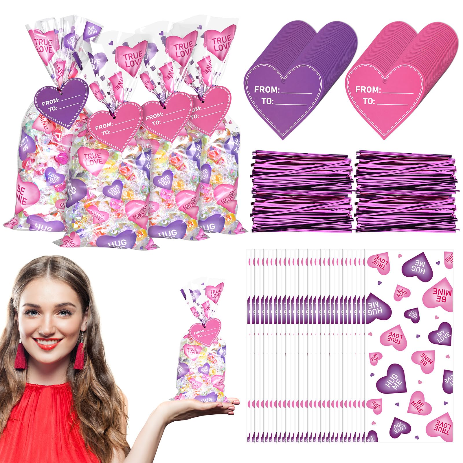 Amazon.com: Zhanmai 300 Pcs Valentine's Day Conversation Heart ...