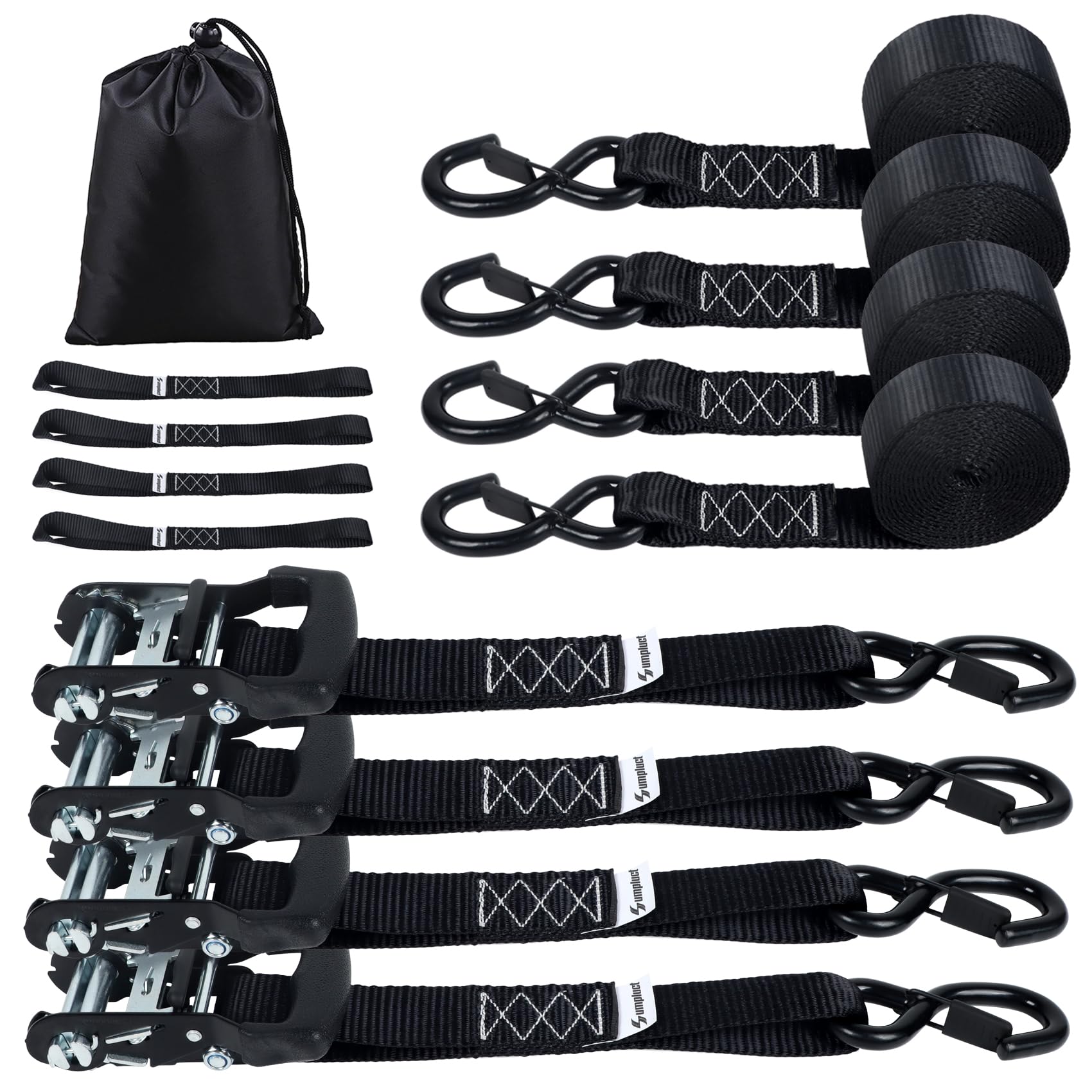 Snapklik.com : 4000 Lb Ratchet Straps 1.5 Inch 10ft 4 Pack Adjustable ...