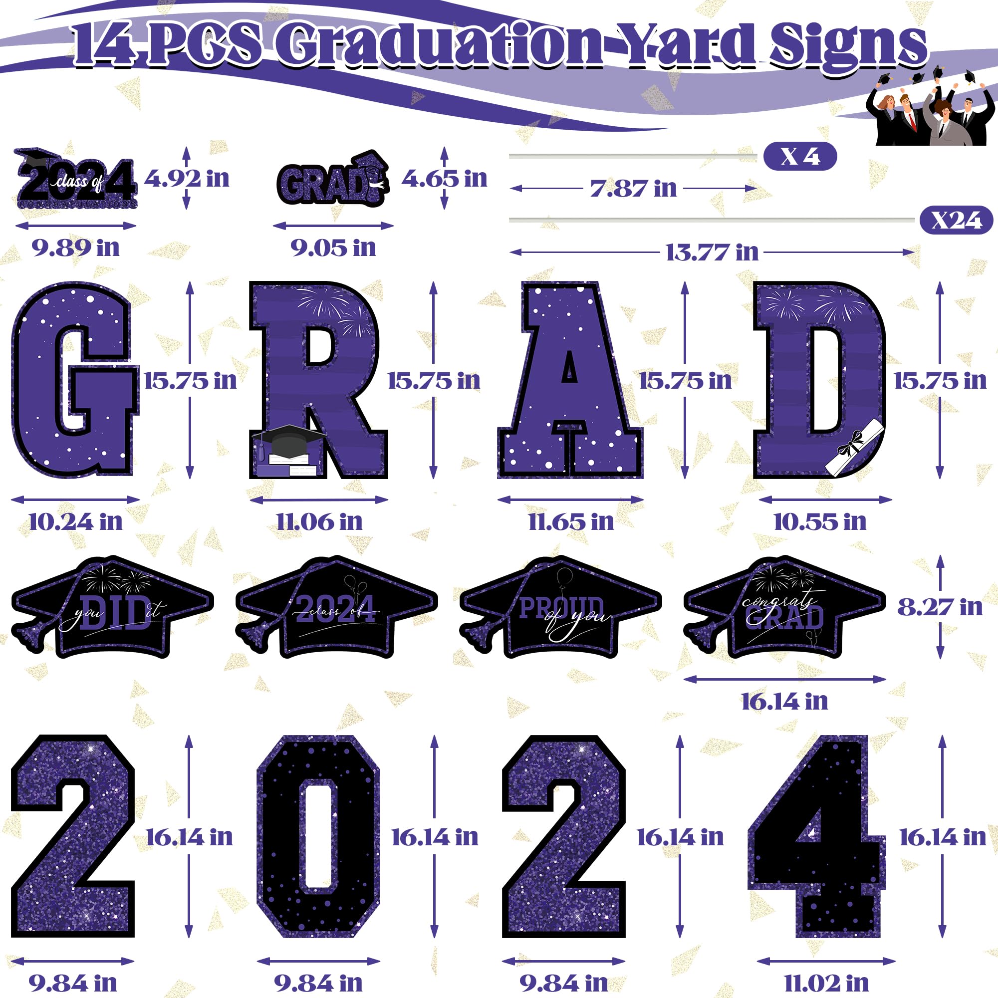 Snapklik.com : 14 Pieces Graduation Yard Signs 2024, Class Of 2024 ...