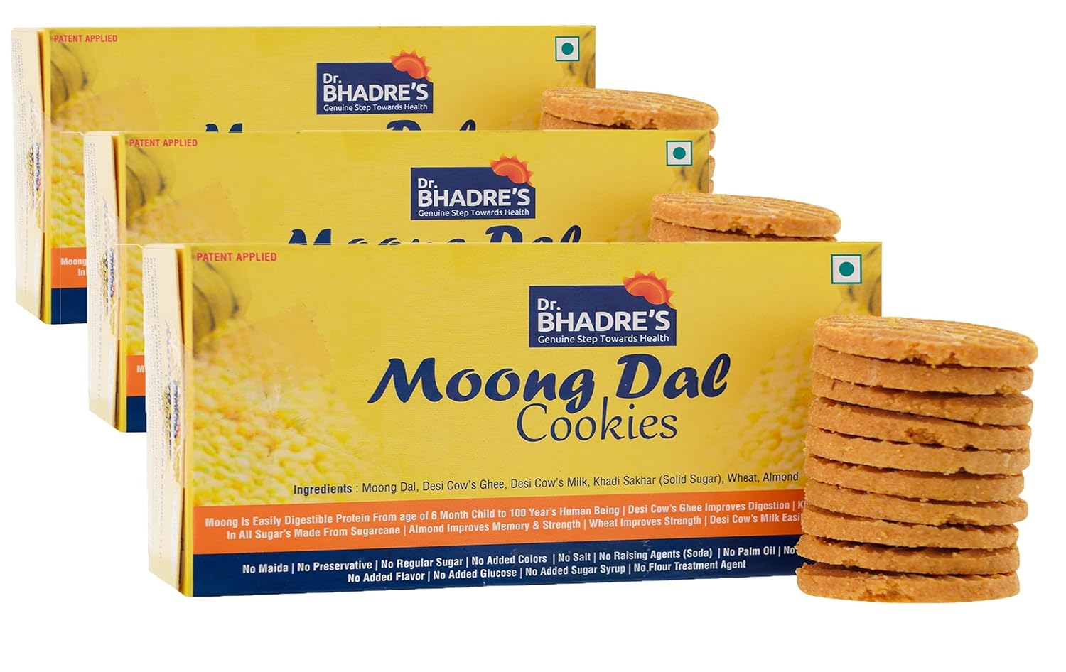 DR.BHADRE'S Handmade Moong Dal Cookies 900 gm No Maida & Preservative ...