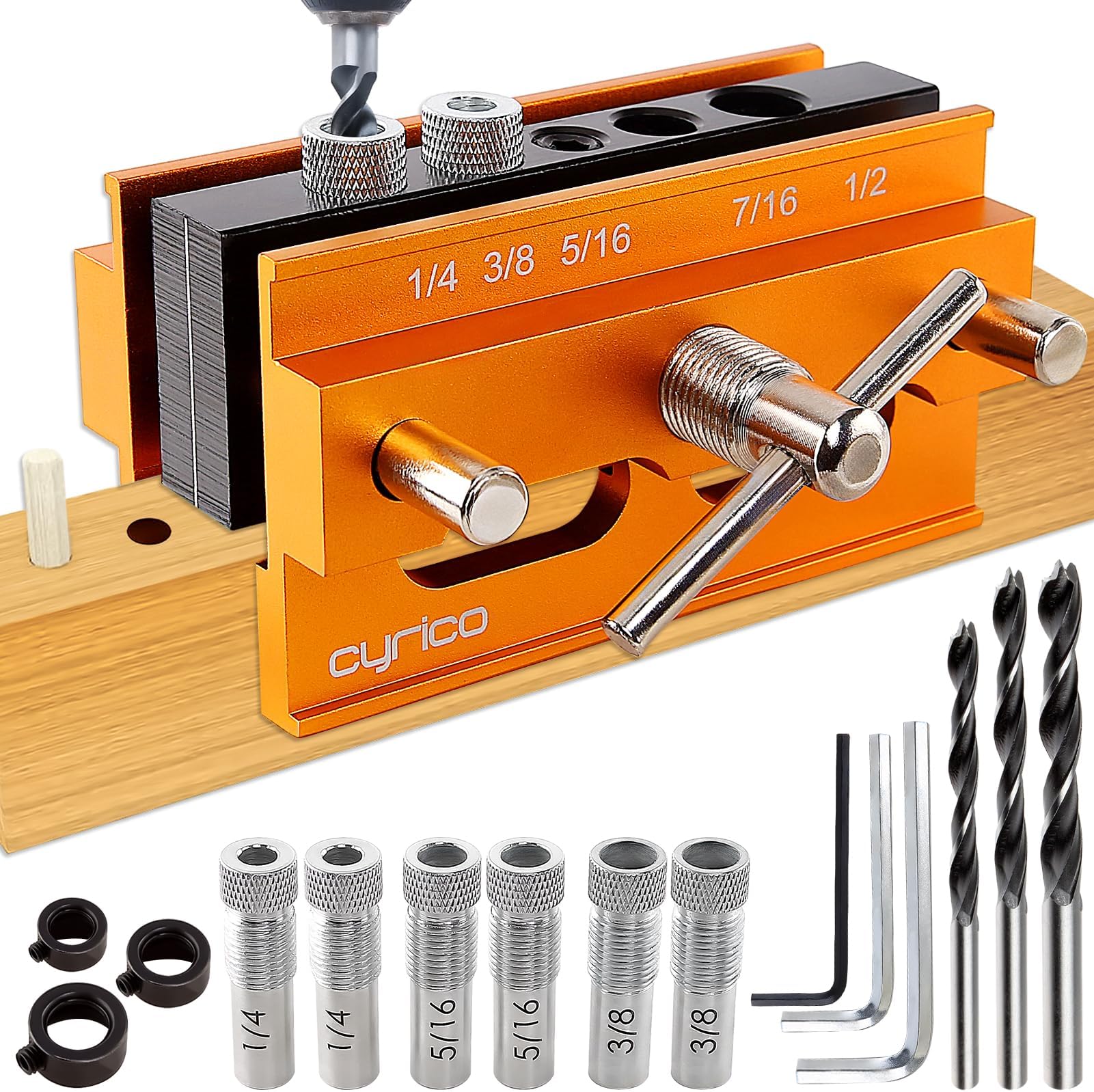 Cyrico Self Centering Dowel Jig Kit, Doweling Drill Jig for Straight ...