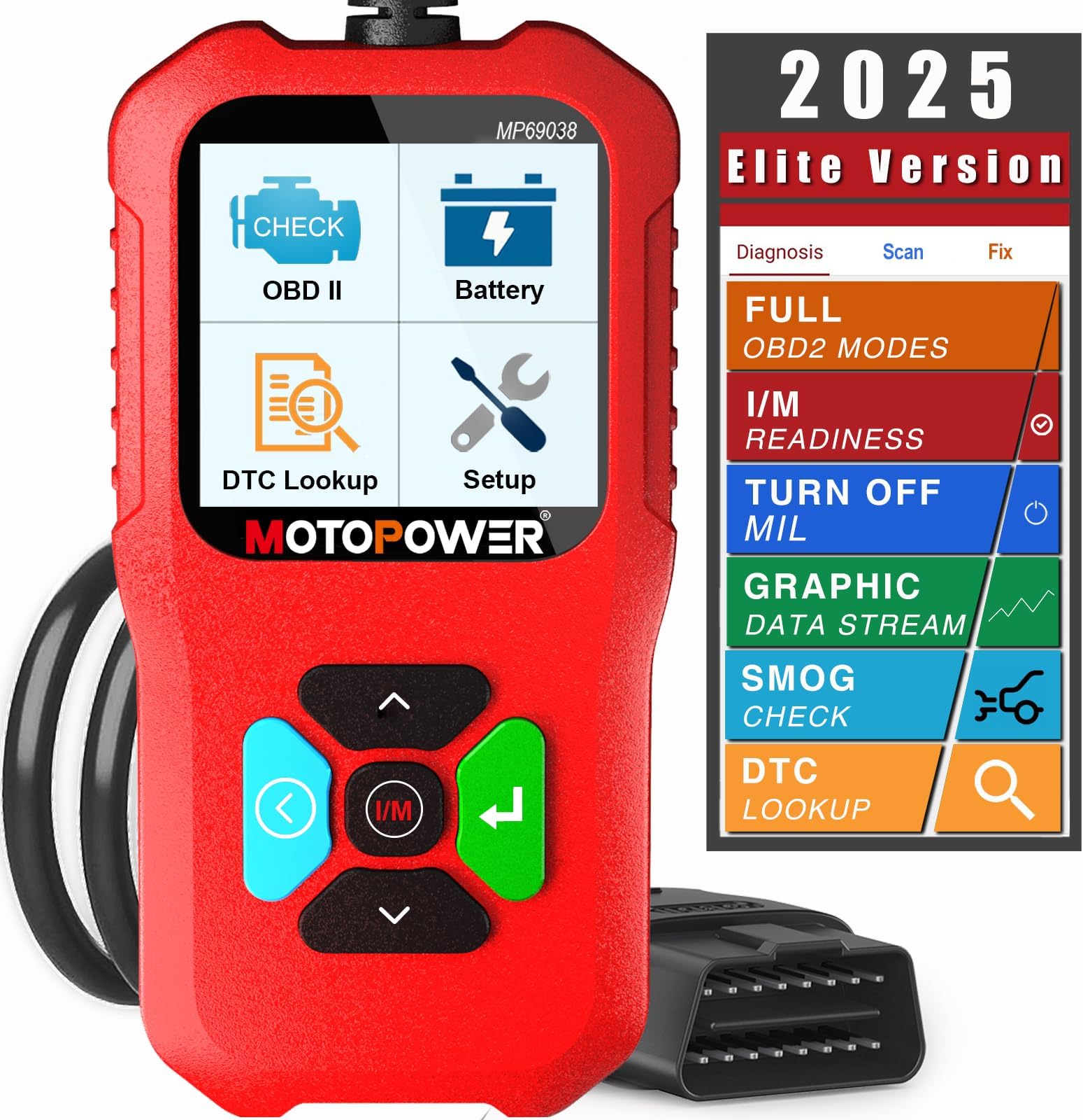 Amazon.com: MOTOPOWER MP69038 Escáner OBD2 del coche Lector de código de falla del motor Lector ...