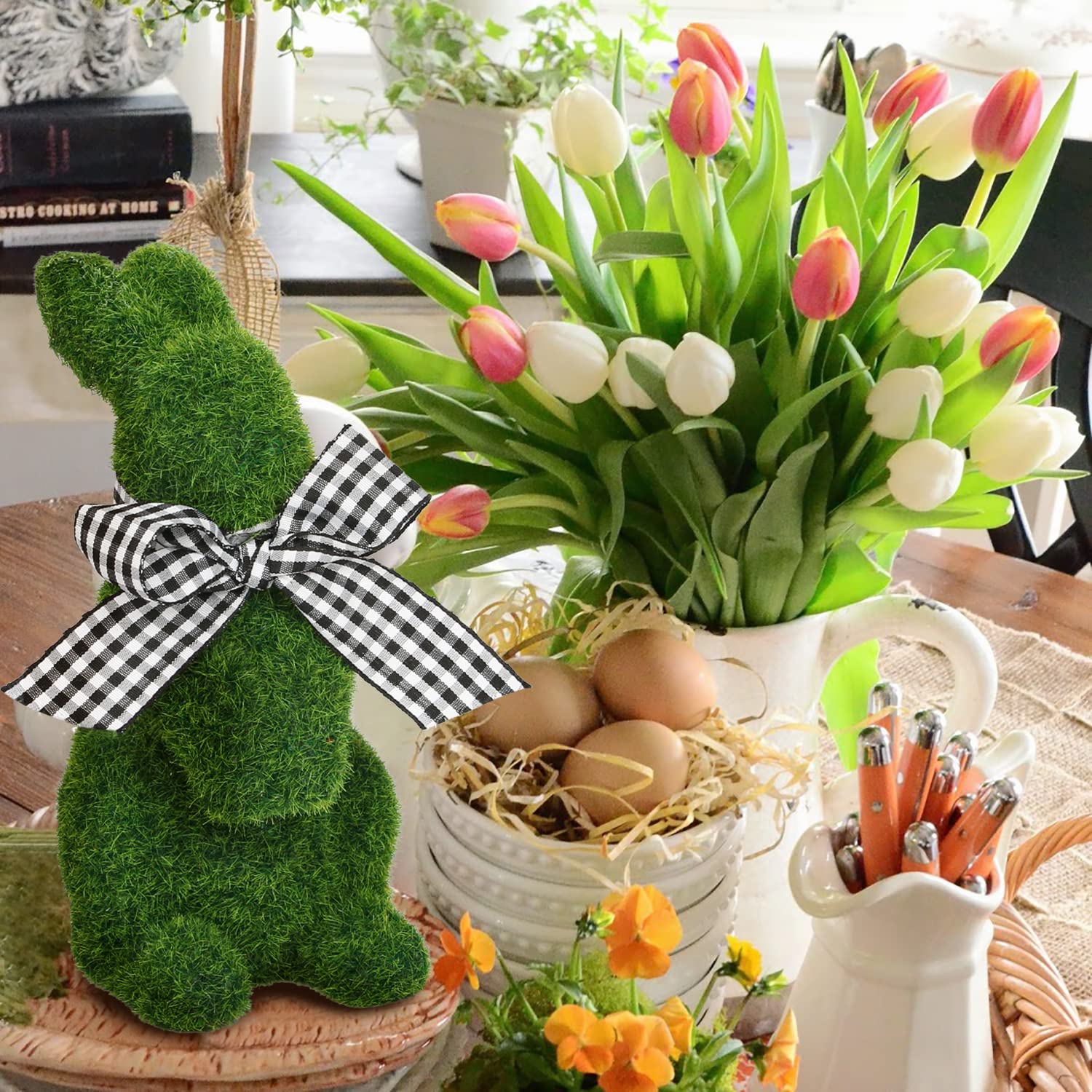 Snapklik.com : Easter Furry Flocked Bunny, Faux Moss Rabbit Easter ...