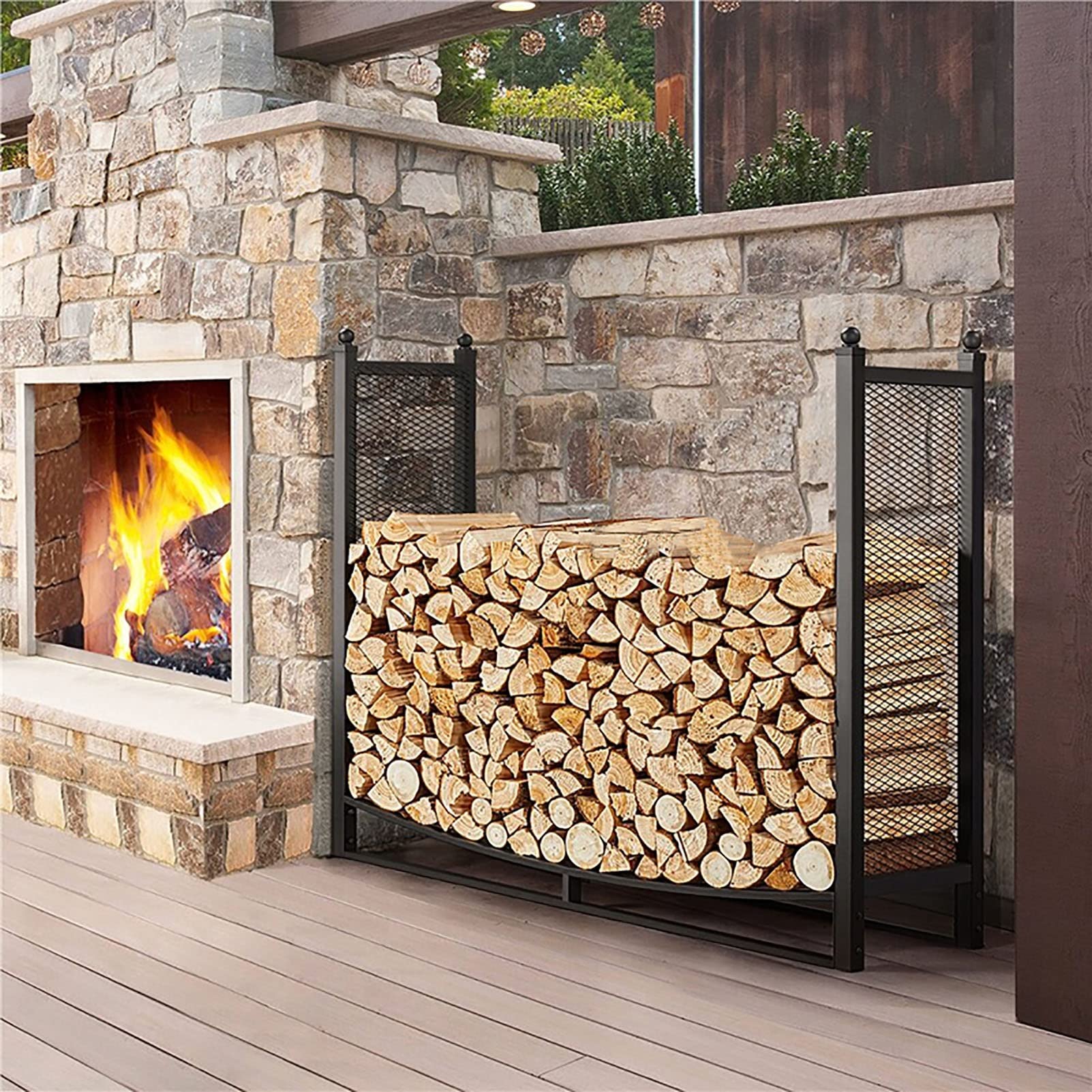 Buy JH1 Heavy Duty Firewood Racks 3.6ft Tall Metal Log Firewood Log ...