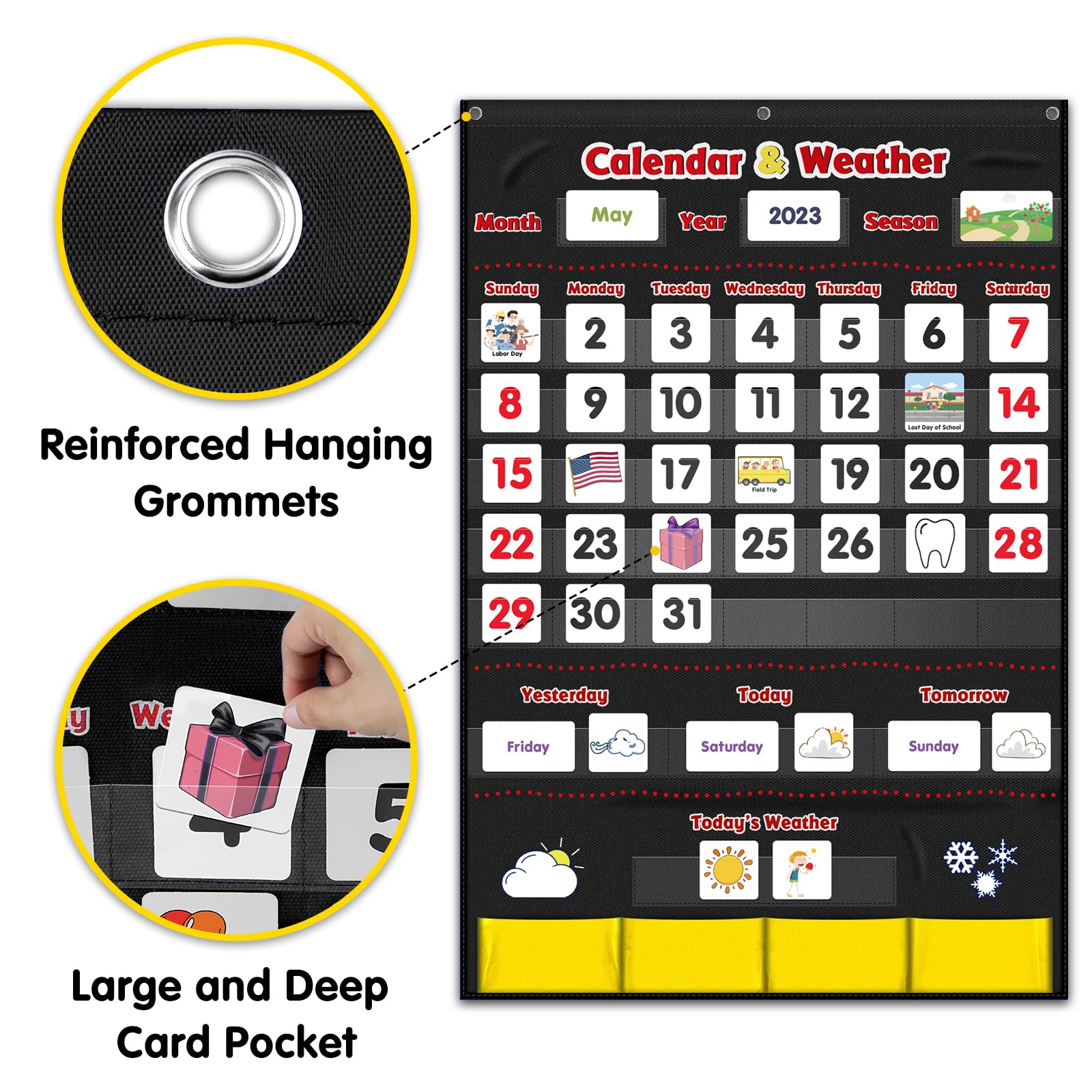 Monthly Calendar Pocket Chart Complete Calendar Weather Pocket Chart ...