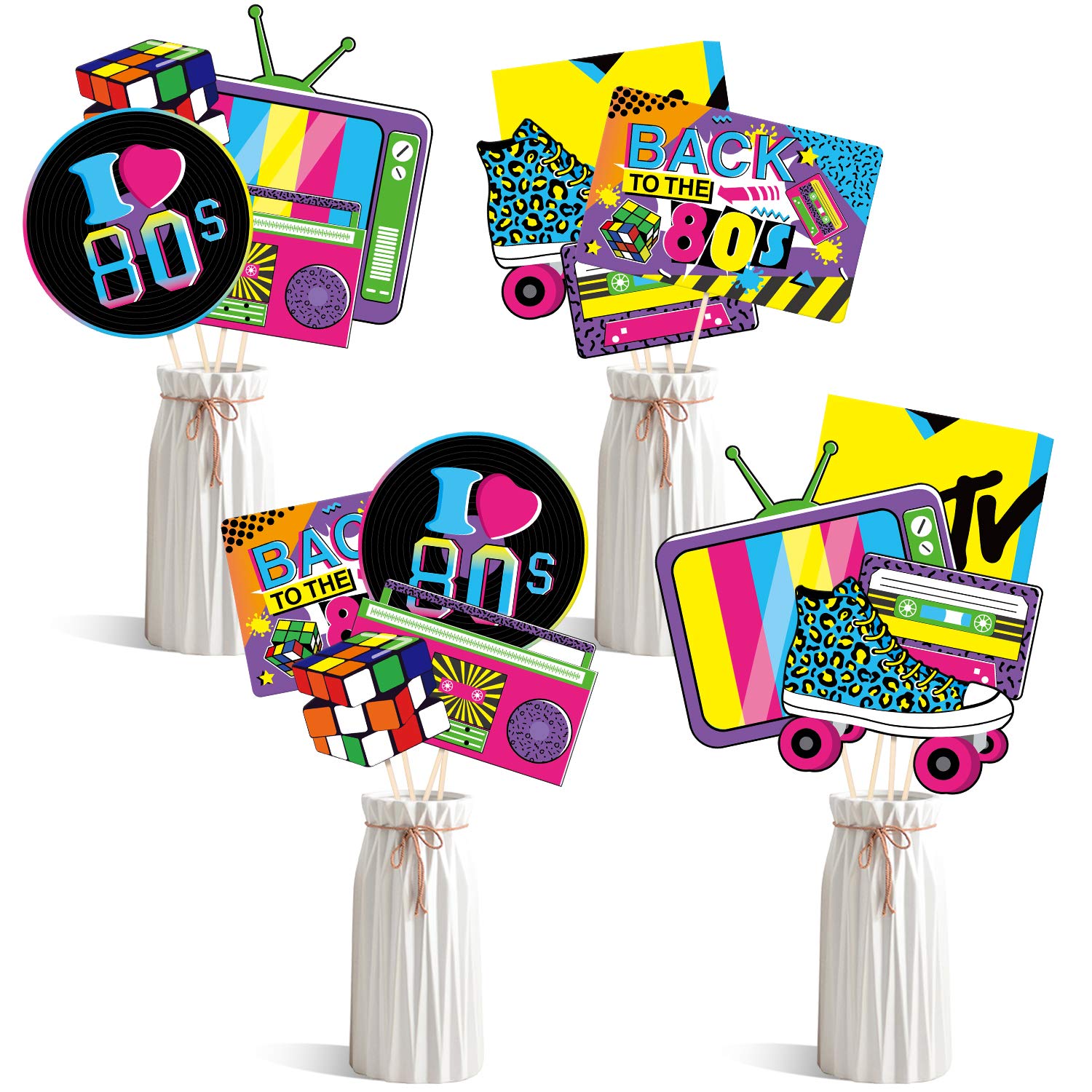 Buy 24pcs Back to the 80s Centerpieces Sticks 80s Retro Theme Party ...
