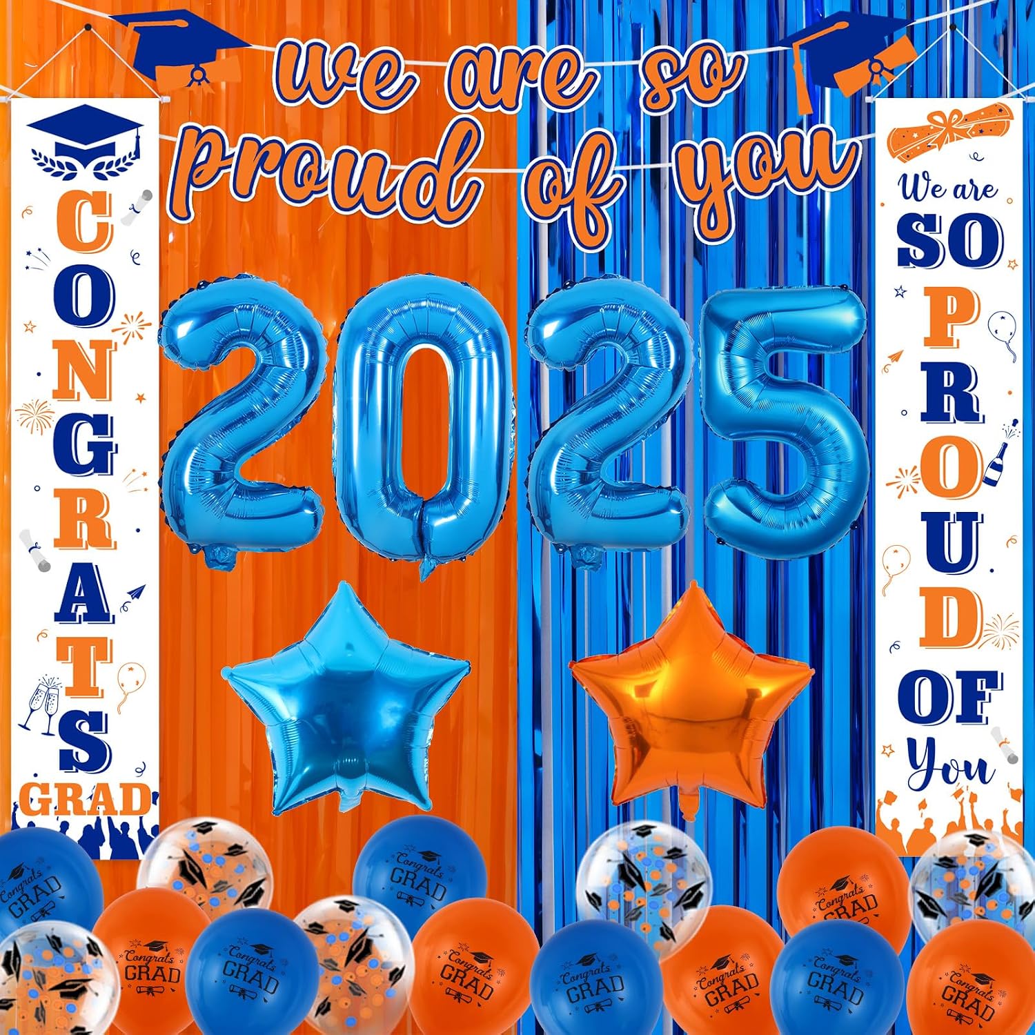 Amazon.com: Kreatwow Graduation Party Decorations Blue and Orange We ...