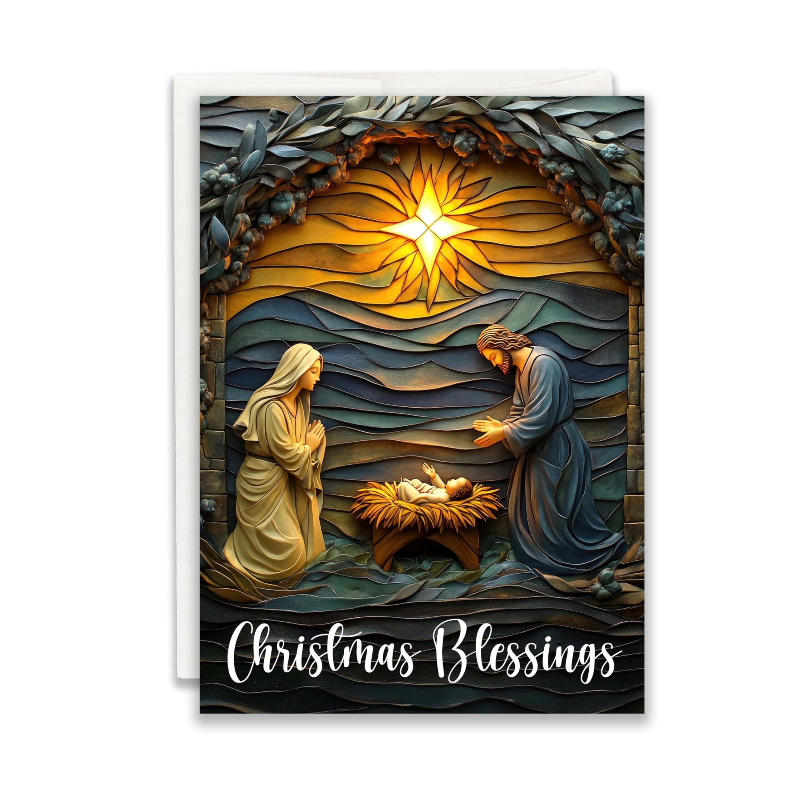 Amazon.com : JBH Creations Nativity Blessings Religious Christmas Card ...