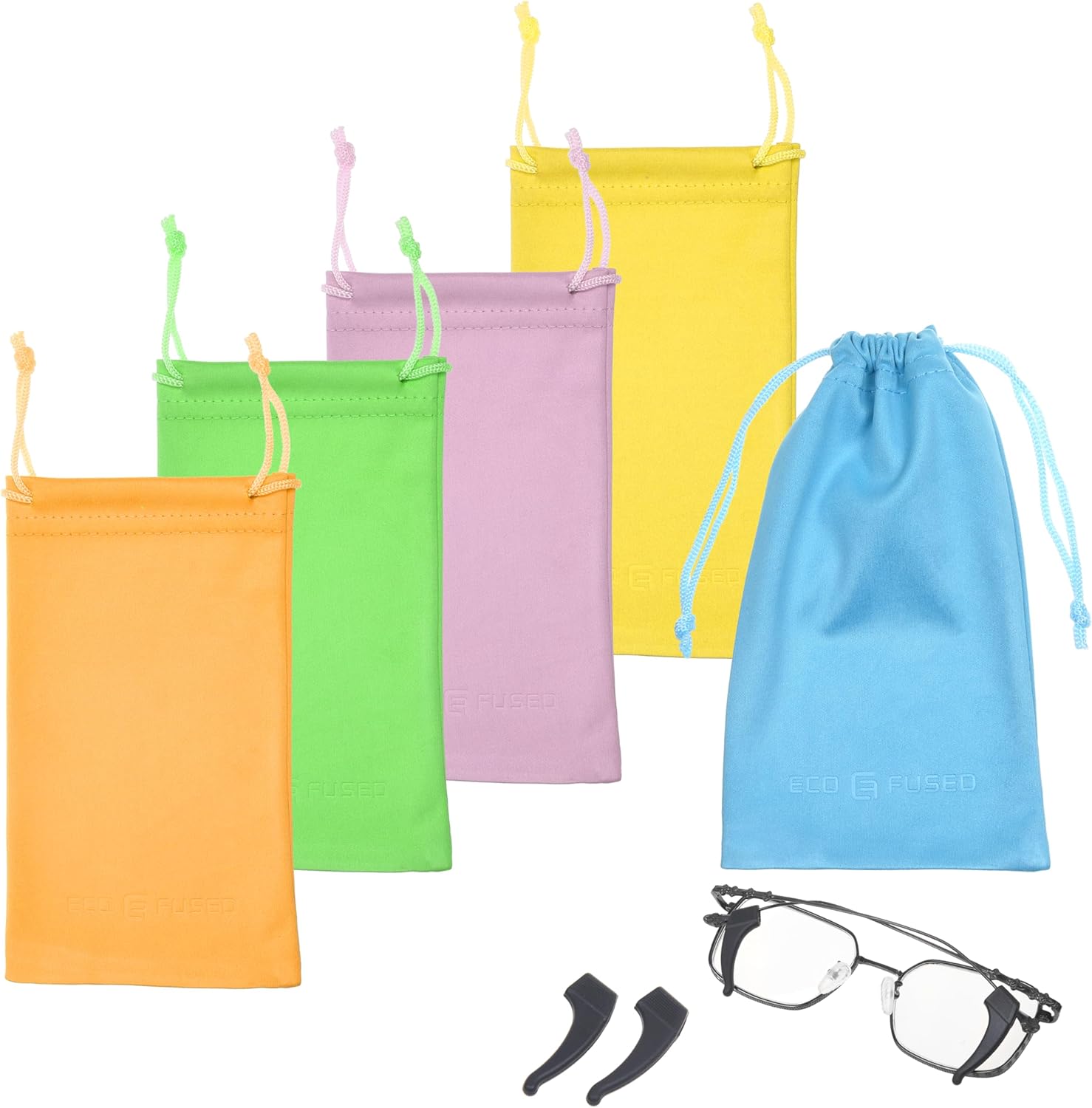 Eco-Fused Soft Glasses Case - 5-Pack Microfiber Glasses Pouch - 2 Pairs ...