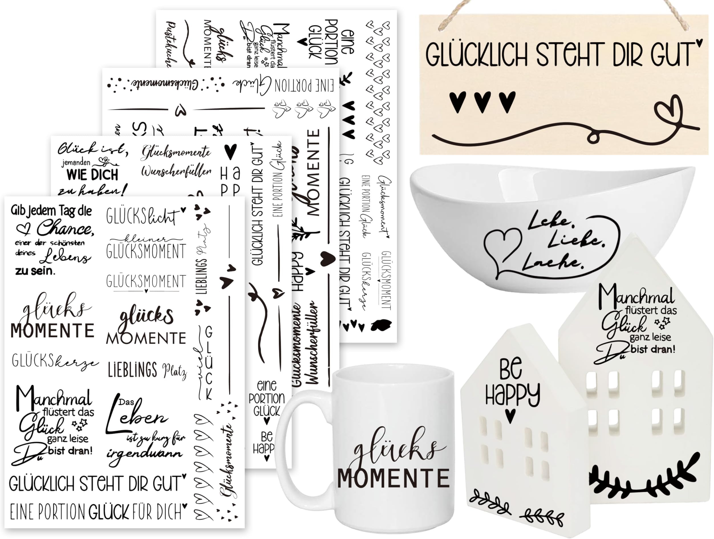 Rub On Sticker Transfers Sprüche 5 Stück Rub On Folie Zum Bedrucken Rub ...