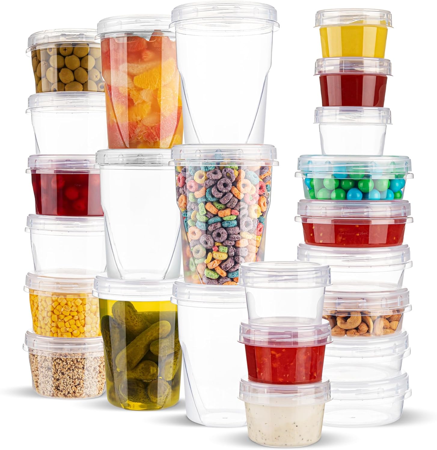 Amazon.com: PLASTICPRO 24 Pack Twist Top Containers Assorted Sizes ...