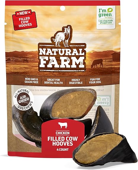 Amazon.com : Natural Farm Chicken Filled Cow Hooves for Dogs (4-Pack ...