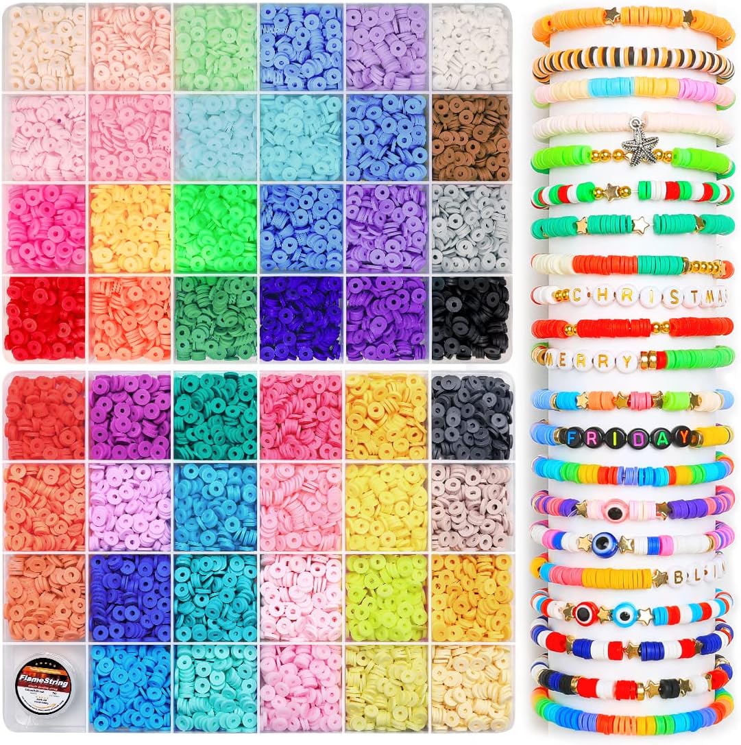 Amazon.com: 9120 Pcs 24 Strands Clay Beads for Bracelet Making Kit ...