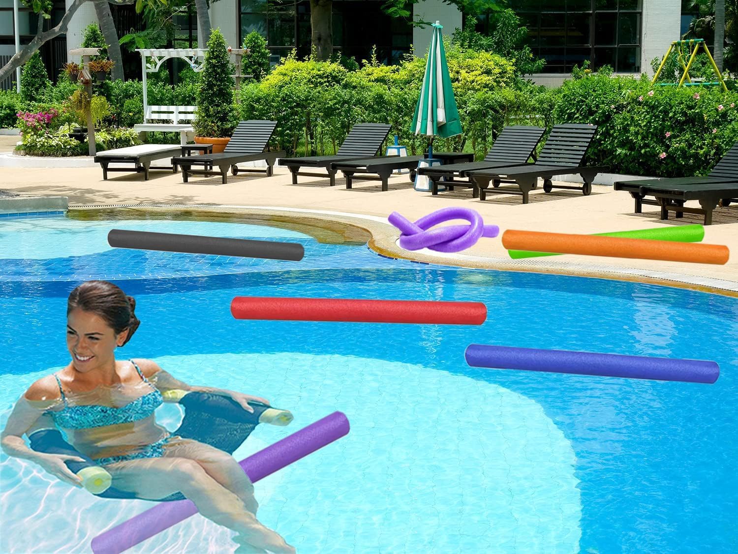 Snapklik.com : Chochkees Blue Pool Noodles Swimming Hollow Core Foam ...