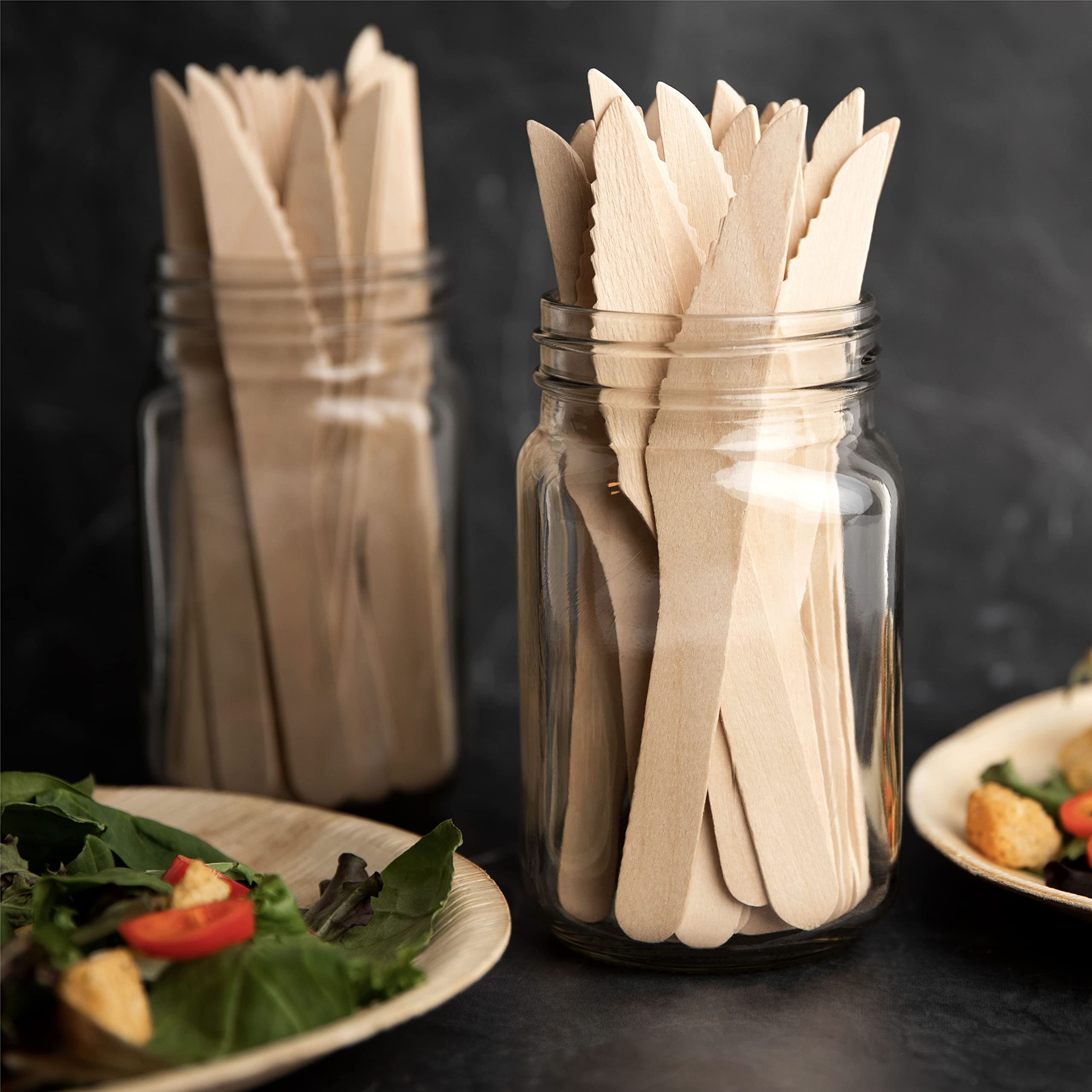 Snapklik.com : Compostable Wood Cutlery 100% Wood Knives Natural Eco ...