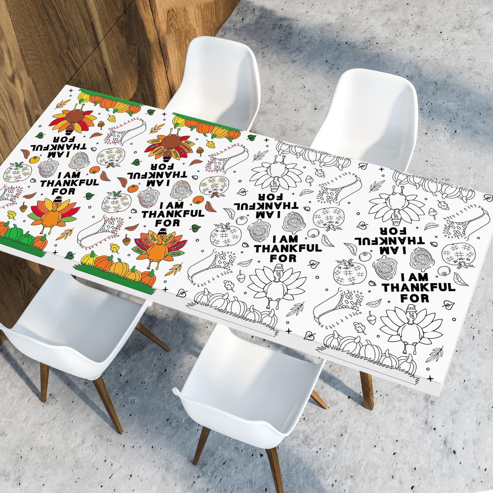 Amazon.com: AKEROCK Thanksgiving Coloring Tablecloth, Disaposible Paper ...
