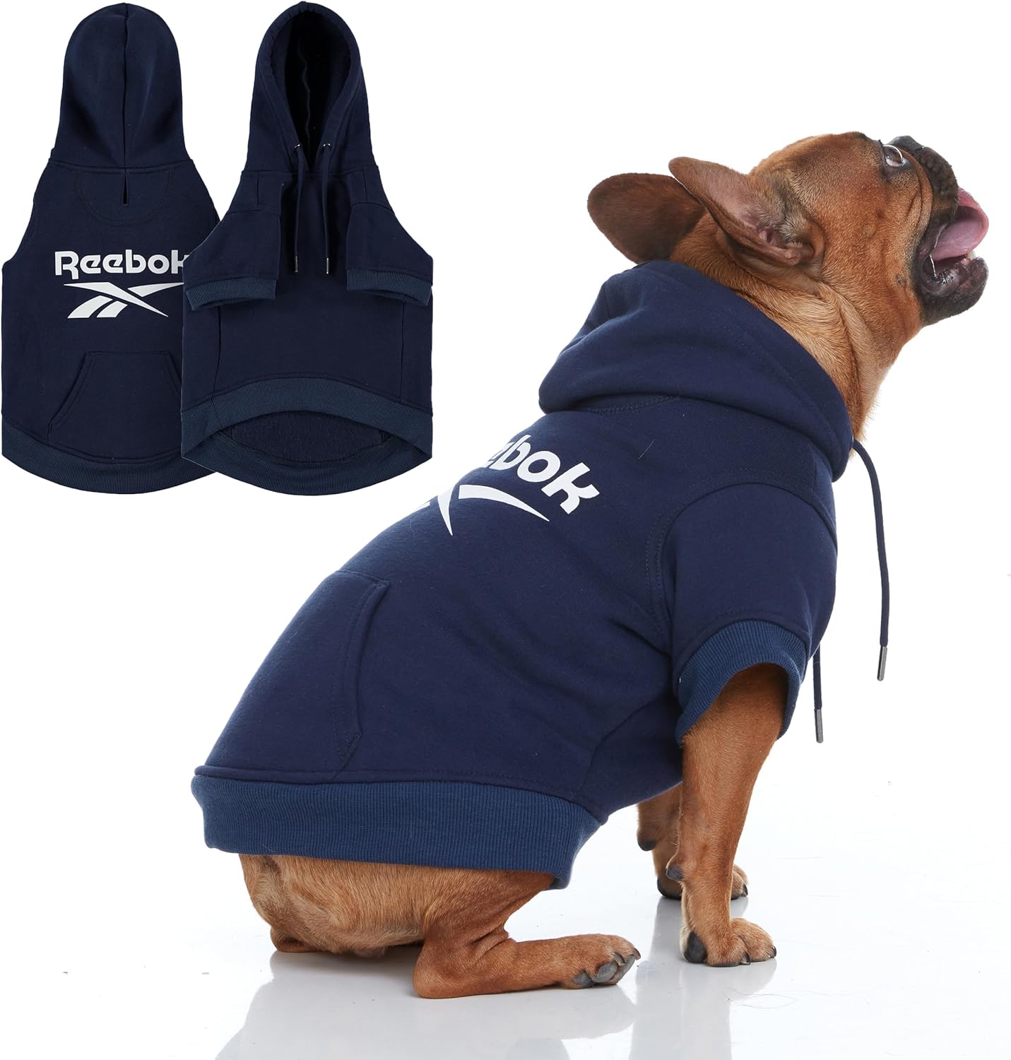 Amazon.com : Reebok Dog Hoodie – Fleece Dog Sweater with Leash Hole ...