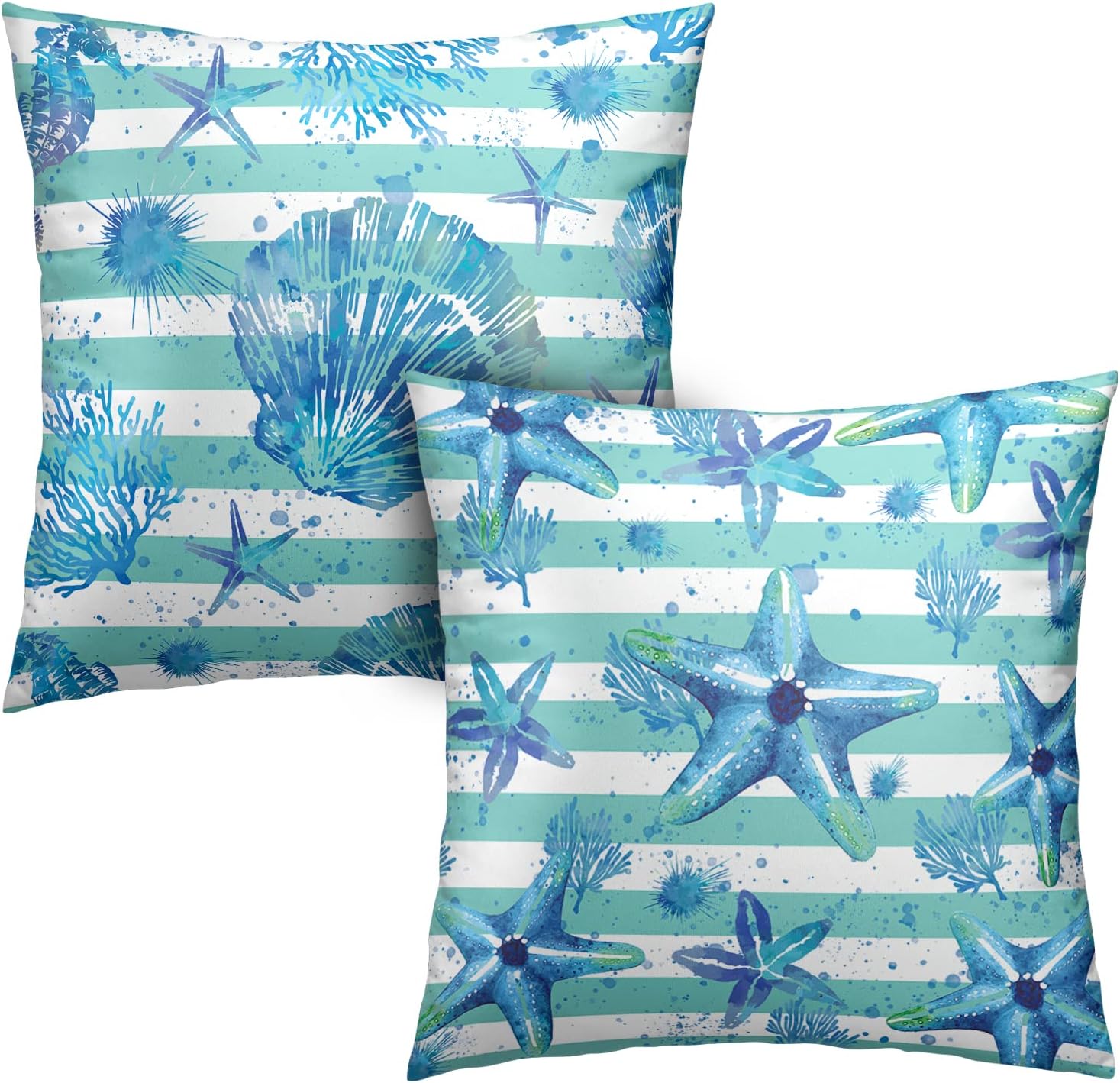 Amazon.com: Kwlegh Summer Starfish Pillow Covers 16x16 Beach Themed ...