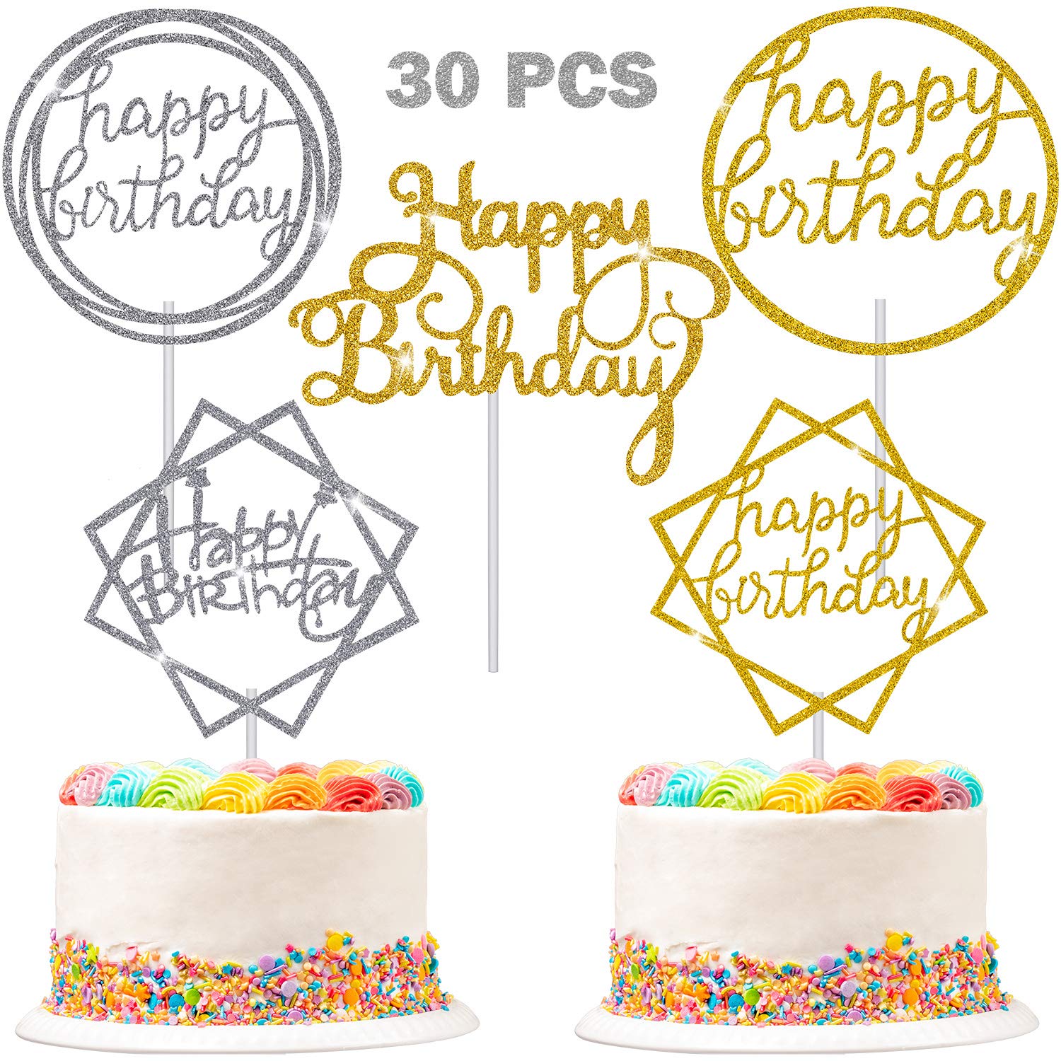 Buy 30 Pieces Happy Birthday Cake Toppers Glitter Cupcake Picks buy-30-pieces-happy-birthday-cake-toppers-glitter-cupcake-picks