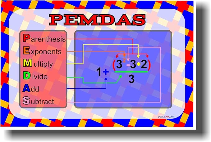 Amazon.com: PEMDAS - Parenthesis, Exponents, Multiply, Divide, Add ...