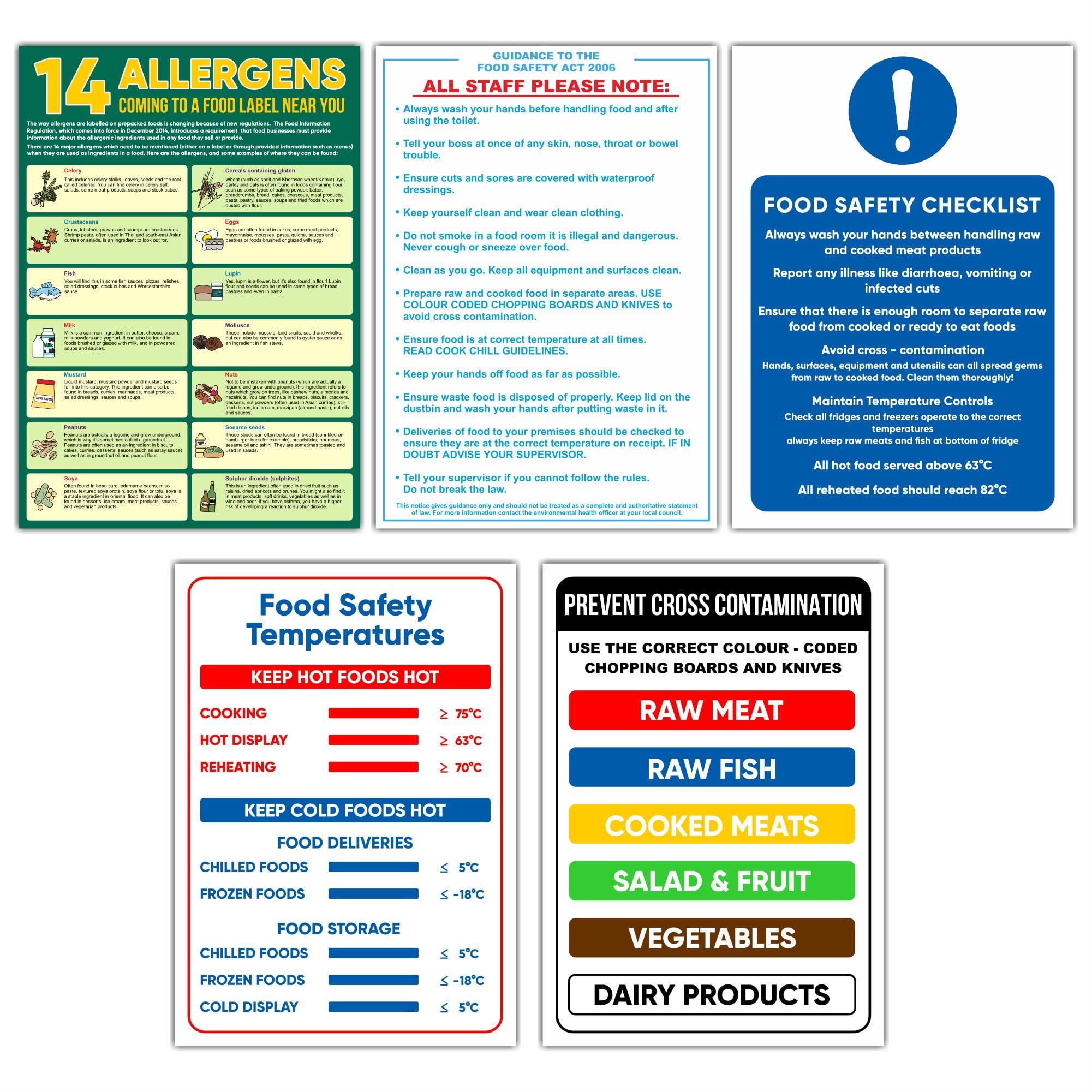 Comprehensive Food Safety Signs And Stickers Pack Includes 14 Allergens ...