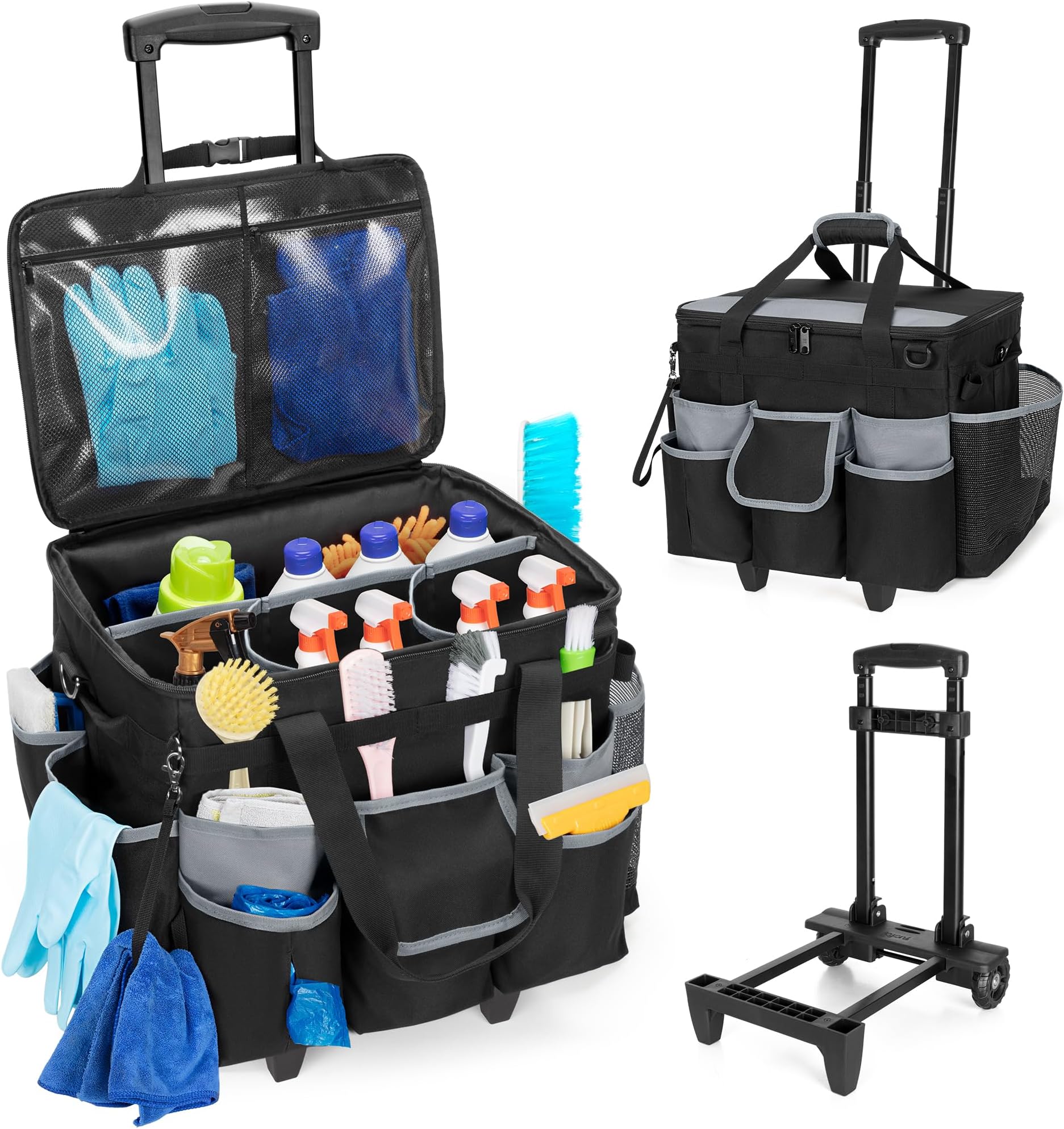 Amazon.com: HODRANT Large Rolling Cleaning Caddy with Detachable ...