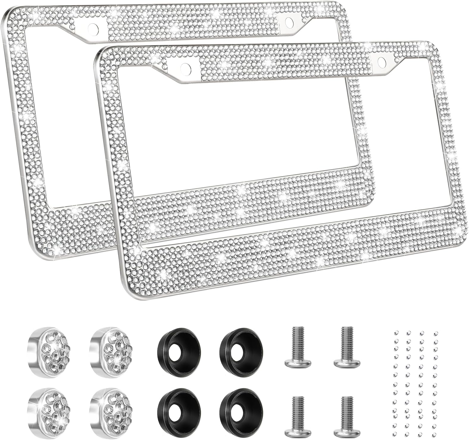 Amazon.com: Bling License Plate Frame for Women, 2 Pack License Plate ...