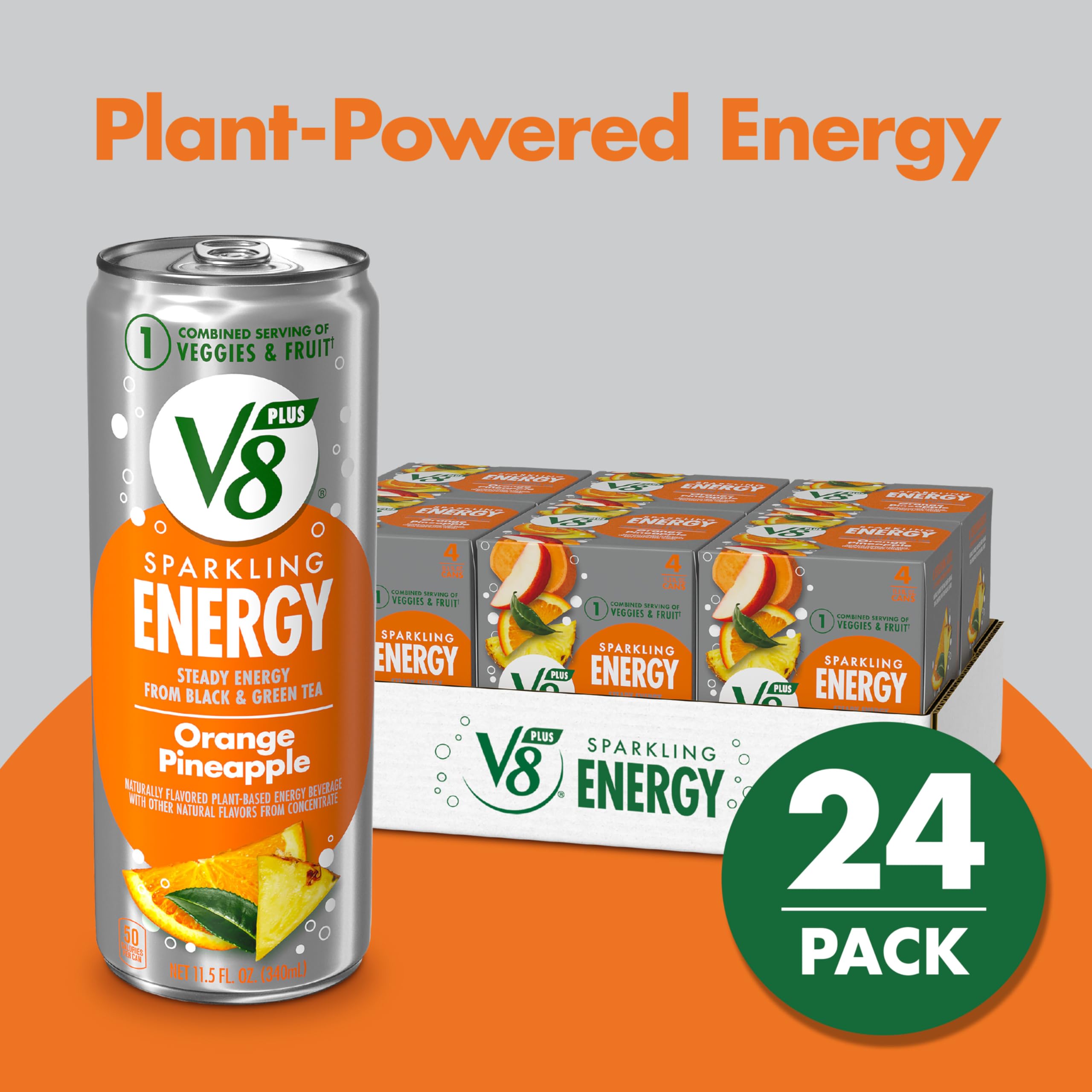 Snapklik.com : V8 +Energy Sparkling Orange Pineapple Juice Energy Drink ...