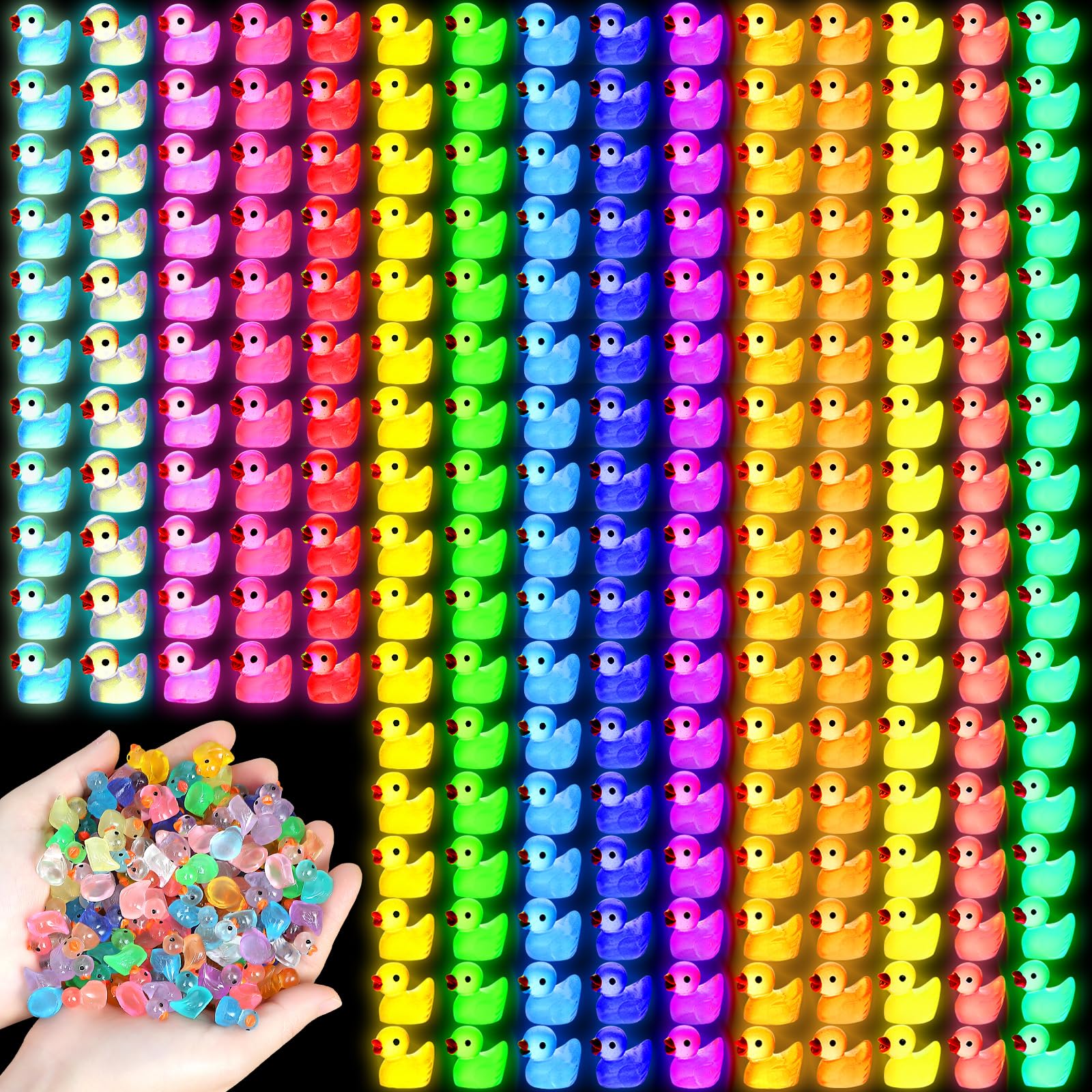 Amazon.com: JIUZHU 225PCS Mini Ducks Glow in The Dark Ducks Mini Resin ...