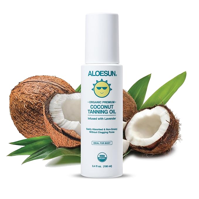 Amazon.com : ALOESUN Organic Coconut Tanning Oil Spray Infused with ...