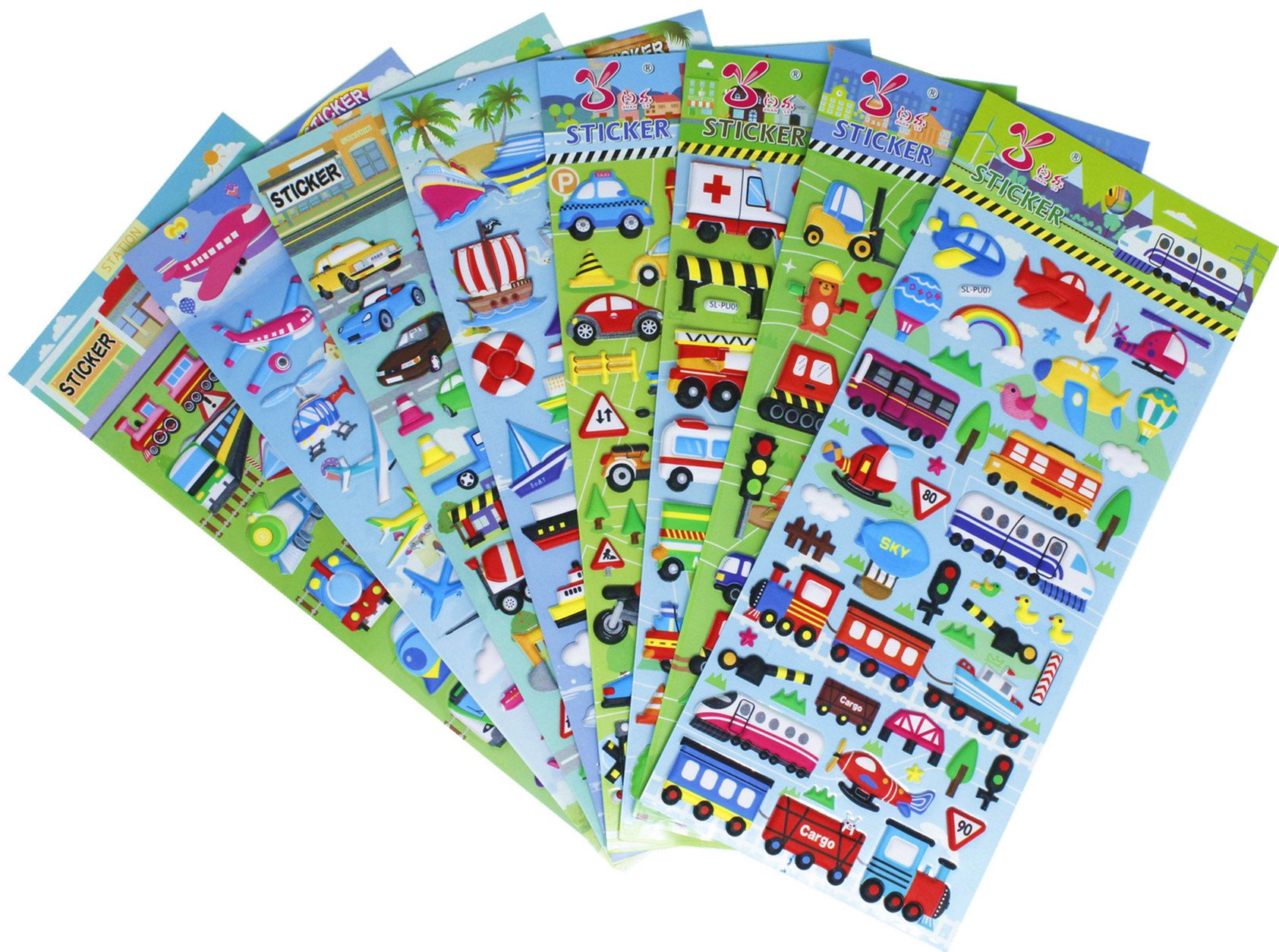 Buy High Transportation Stickers 8 Sheets with Car, Airplane, Steamship ...