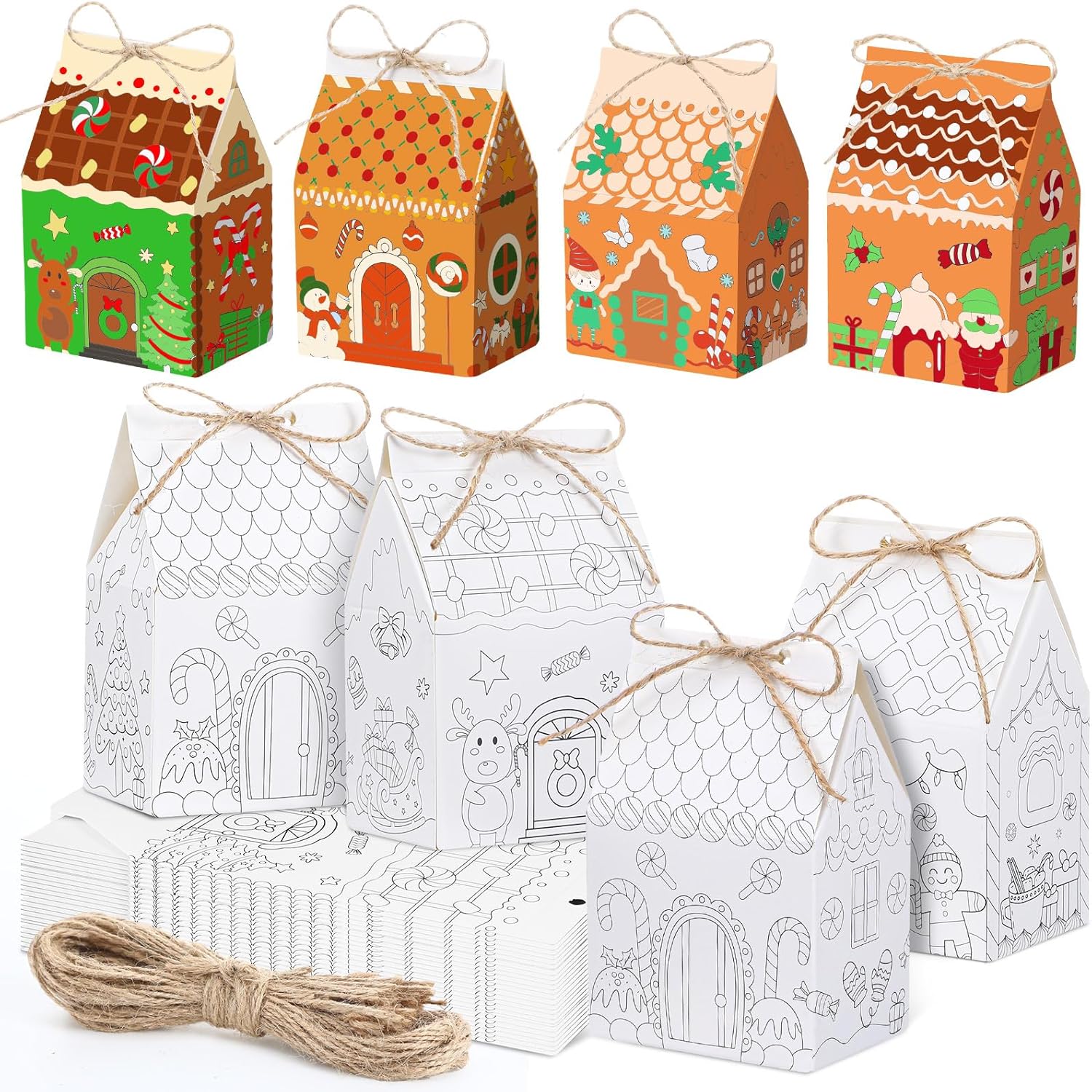 Amazon.com: Epakh 48 Pcs Christmas Coloring Gift Boxes Mini Gingerbread ...