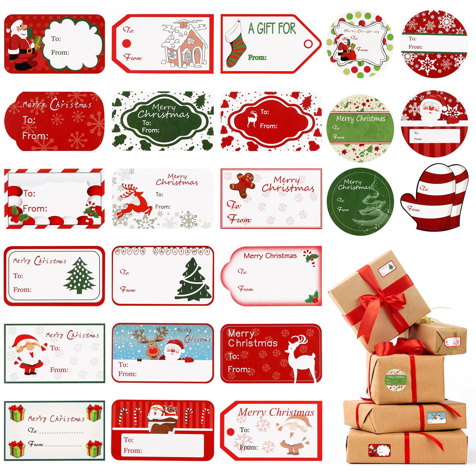 Amazon.com: 144pcs Christmas Self Adhesive Sticker Labels Santa Snowmen ...