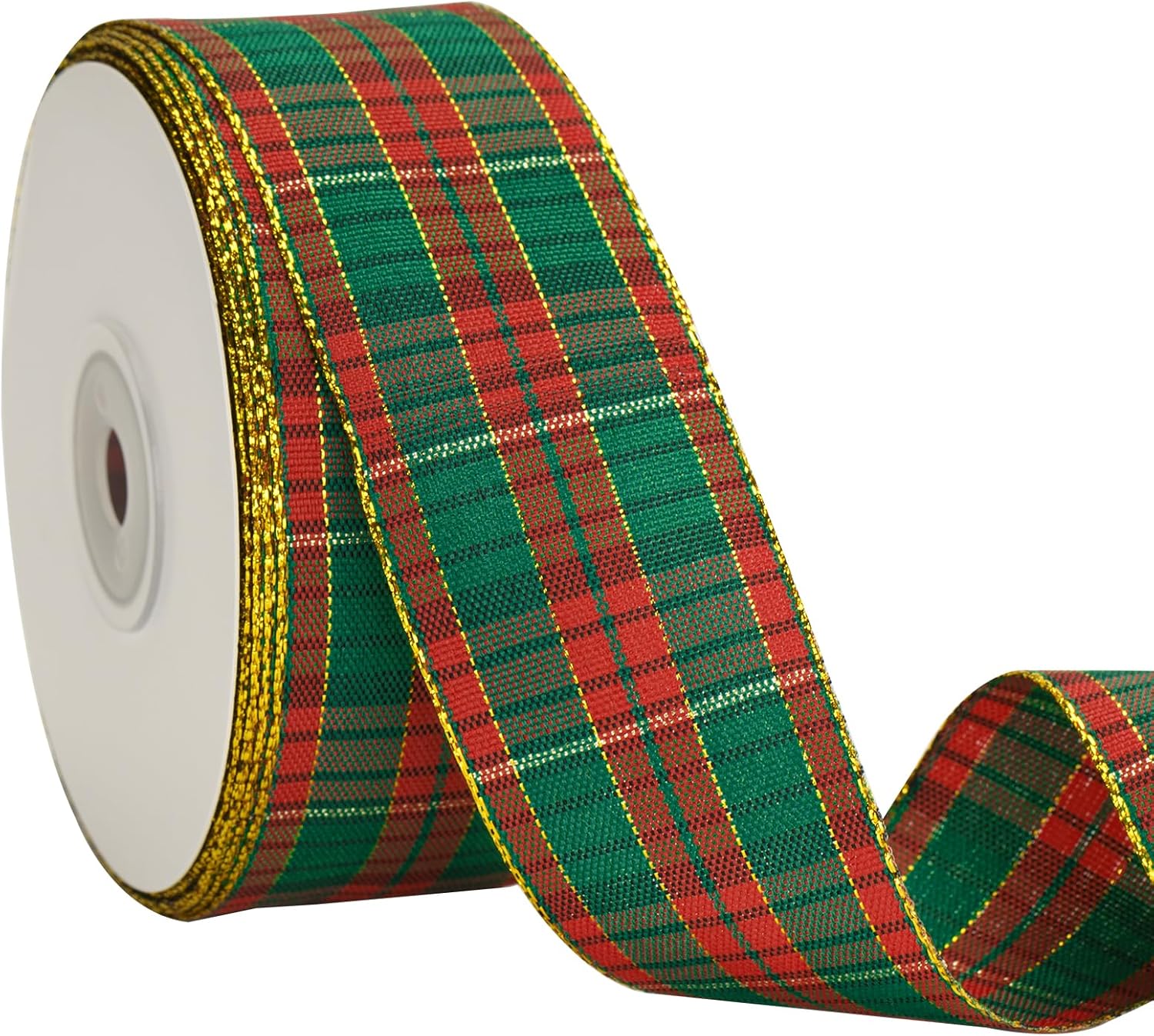 Amazon.com: KINGLAKE Christmas Gingham Plaid Checkered Ribbon 1.5 Inch ...