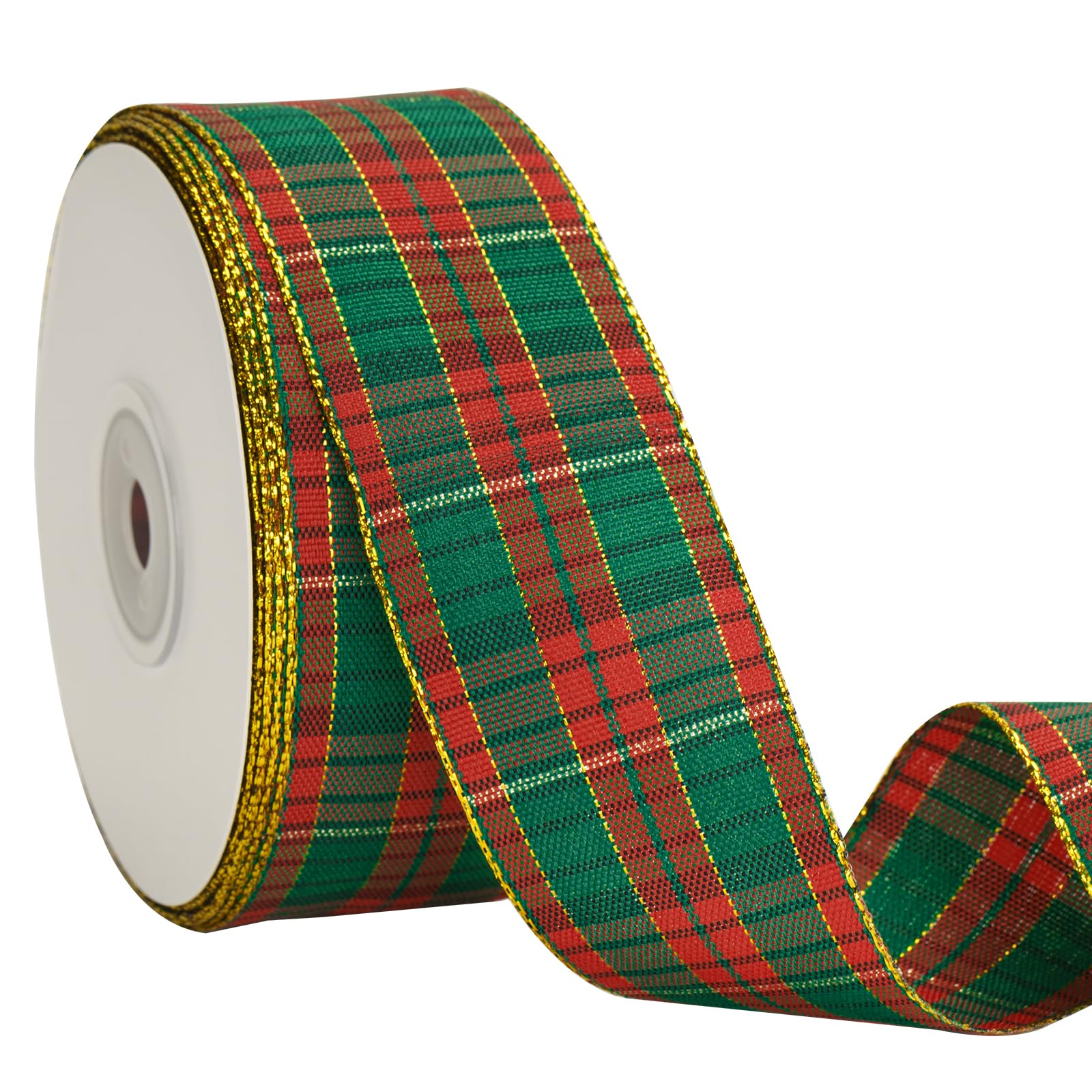 Amazon.com: KINGLAKE Christmas Gingham Plaid Checkered Ribbon 1.5 Inch ...