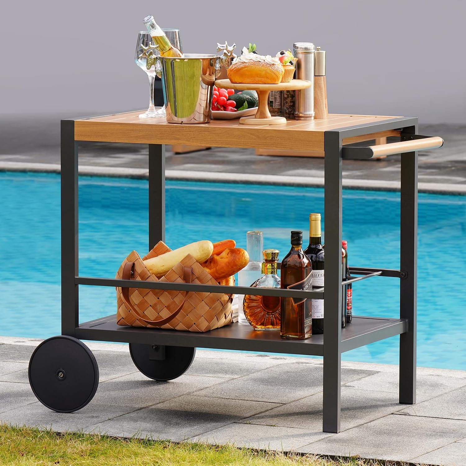 Amazon.com : Grand patio Aluminum Outdoor Bar Cart, Double-Shelf Grill ...